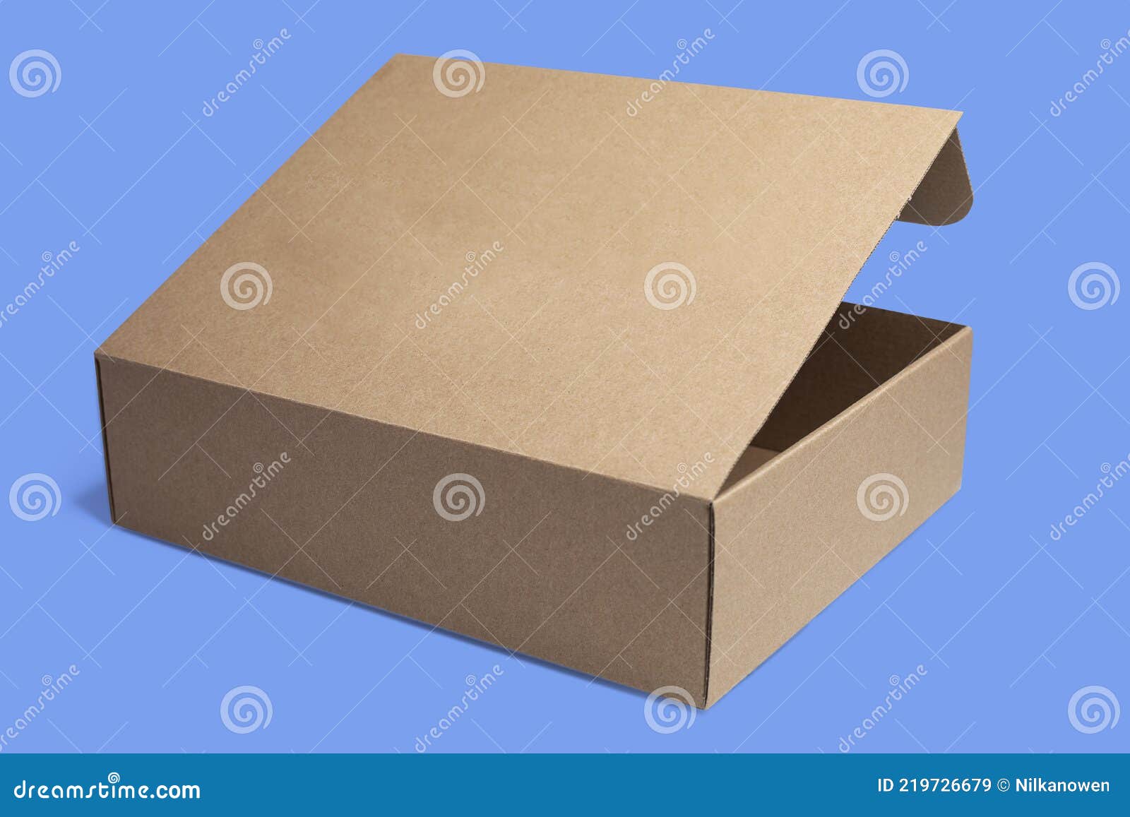 Half Open Cardboard Box on Blue Background Stock Image - Image of ...