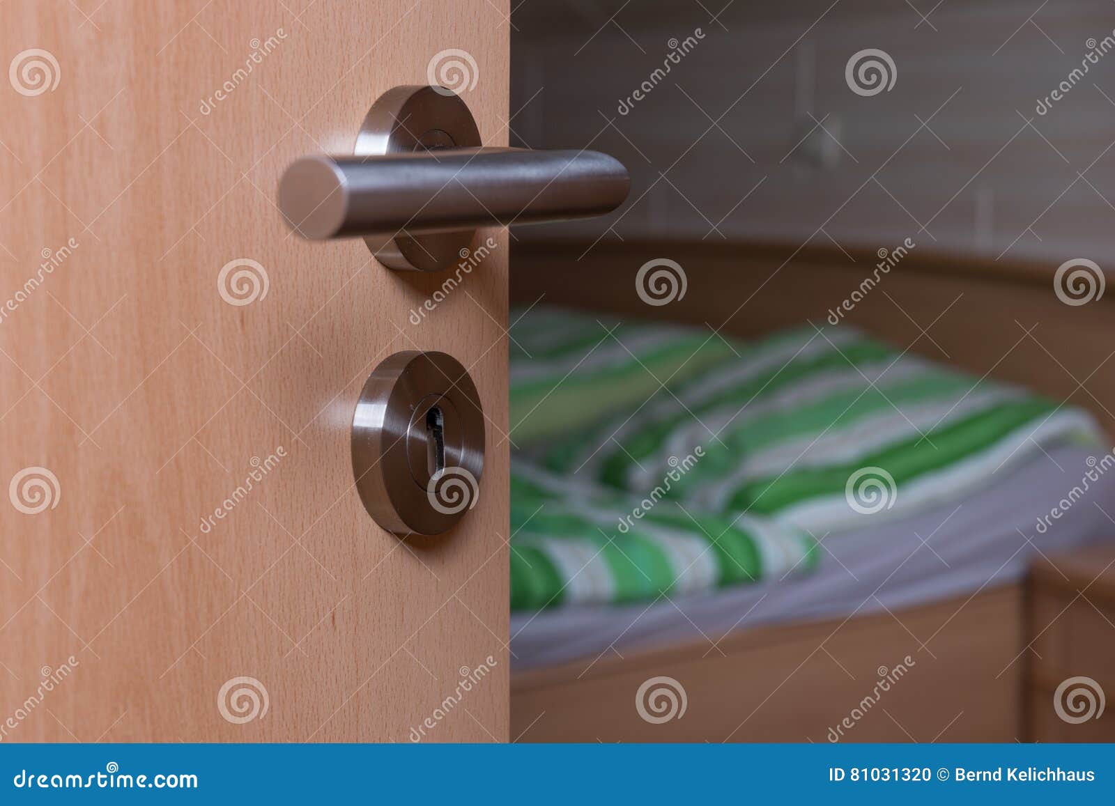 Half-open Door To the Bedroom Stock Photo - Image of indoors, lock ...