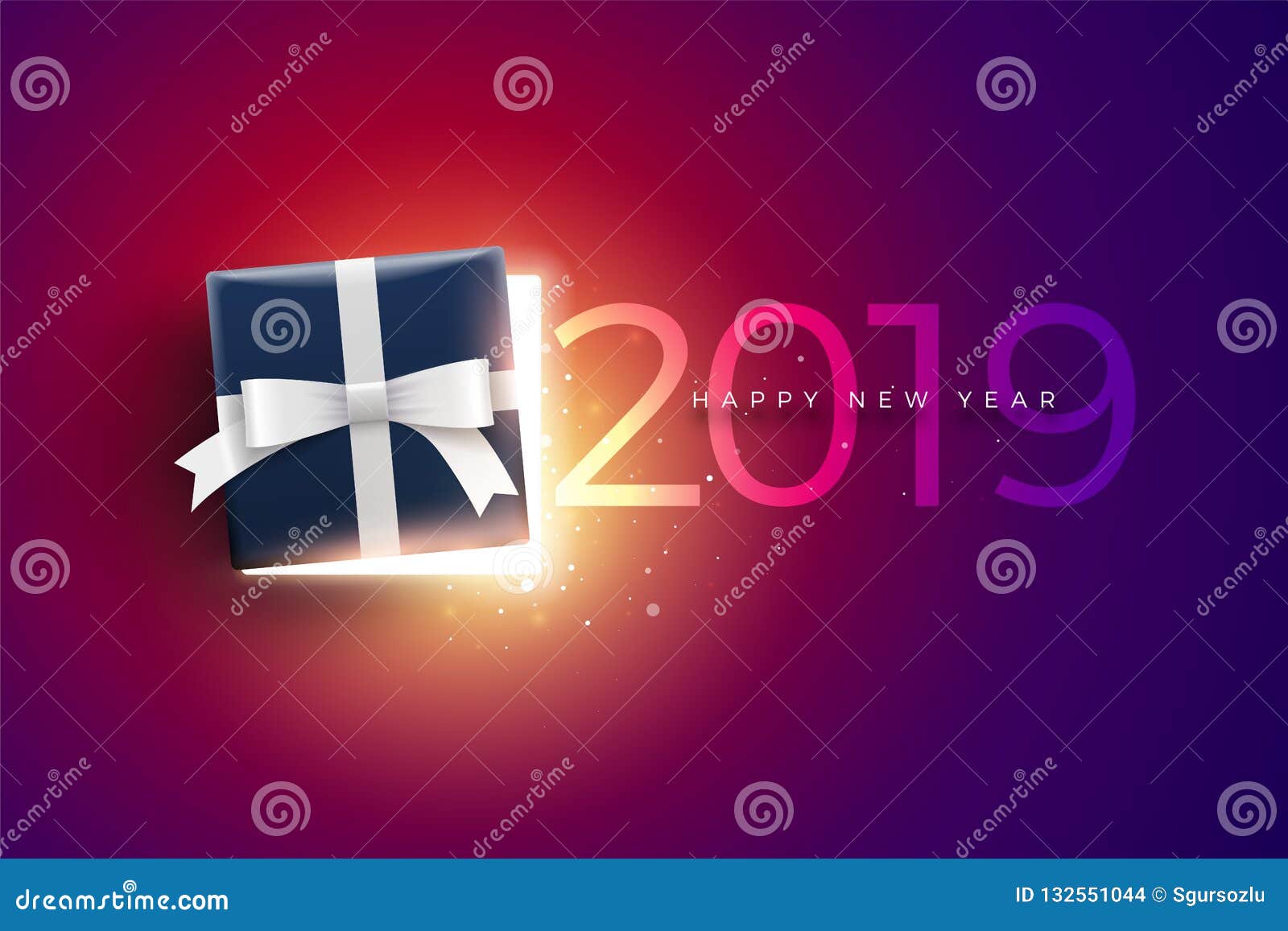 Half Open Gift Box with Magical Lights Stock Vector - Illustration of ...