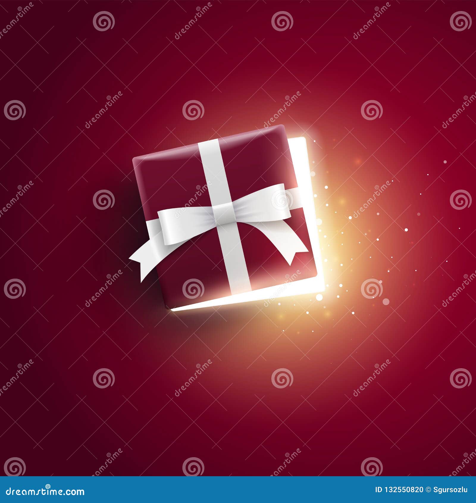 Half Open Gift Box with Magical Lights Stock Vector - Illustration of ...