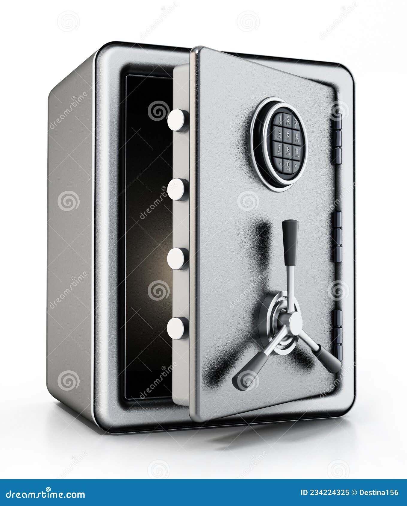 Half Open Steel Safe with Digital Keypad Isolated on White Background ...