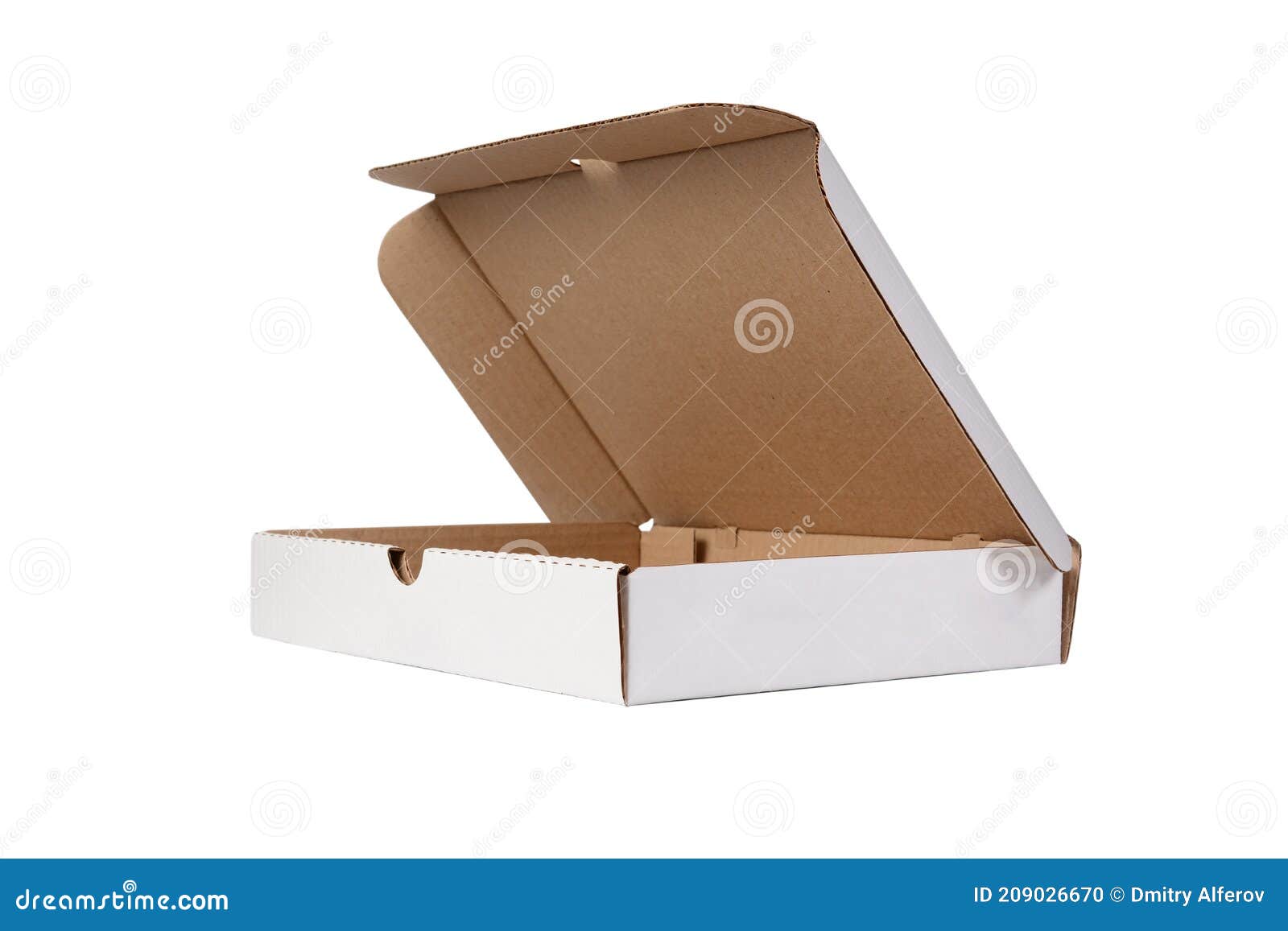 Half-open White Cardboard Box of Pizza or Pie. Copy Space Stock Photo ...