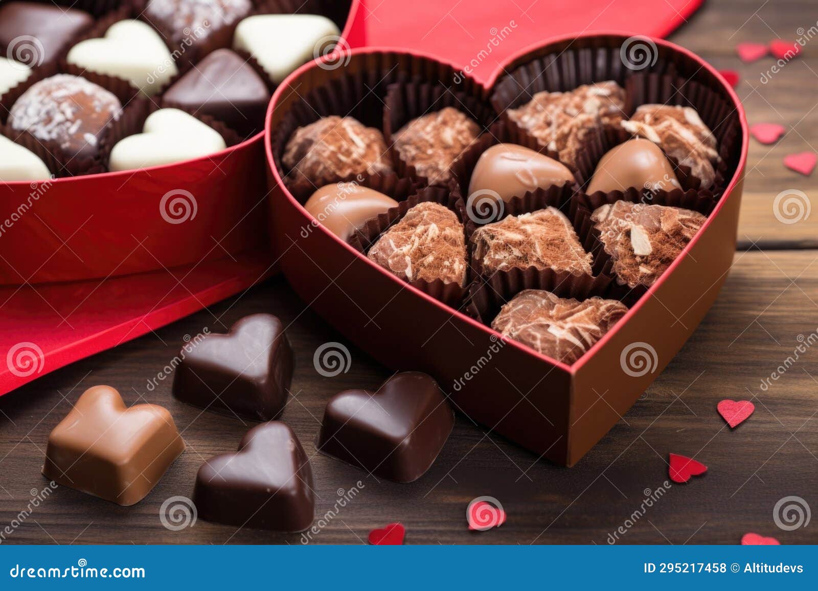 Half Opened Chocolate Box with Heart-shaped Chocolates Inside Stock ...