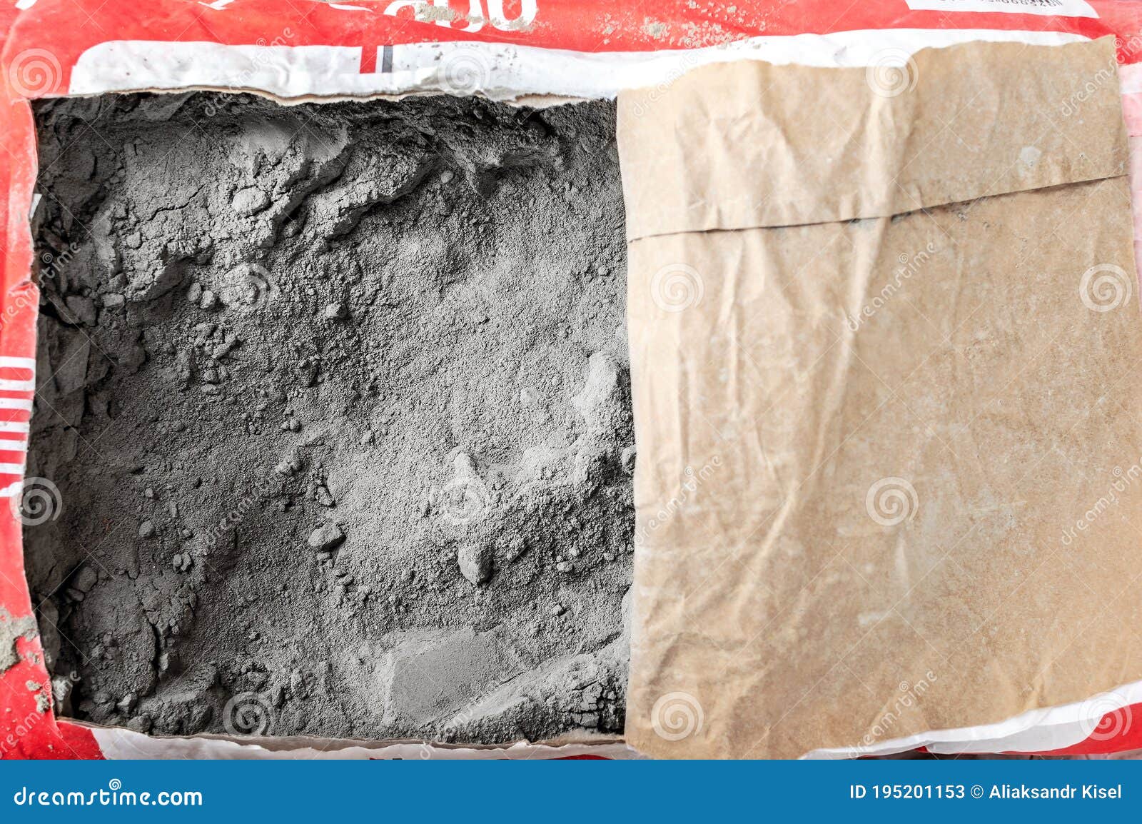Half Opened Dry Cement Pack. Top View, Close-up Stock Image - Image of ...