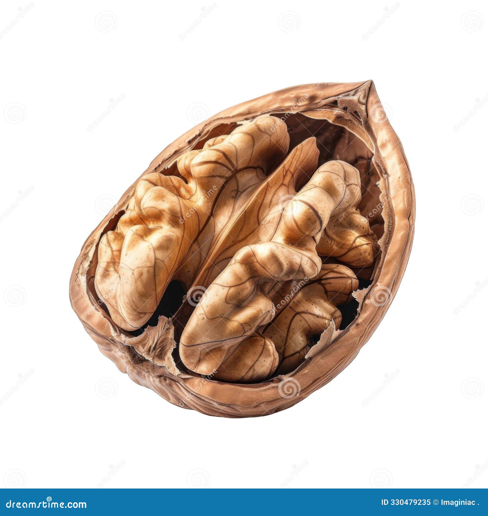 A Half-Opened Walnut Shell Revealing the Nut Inside Stock Image ...