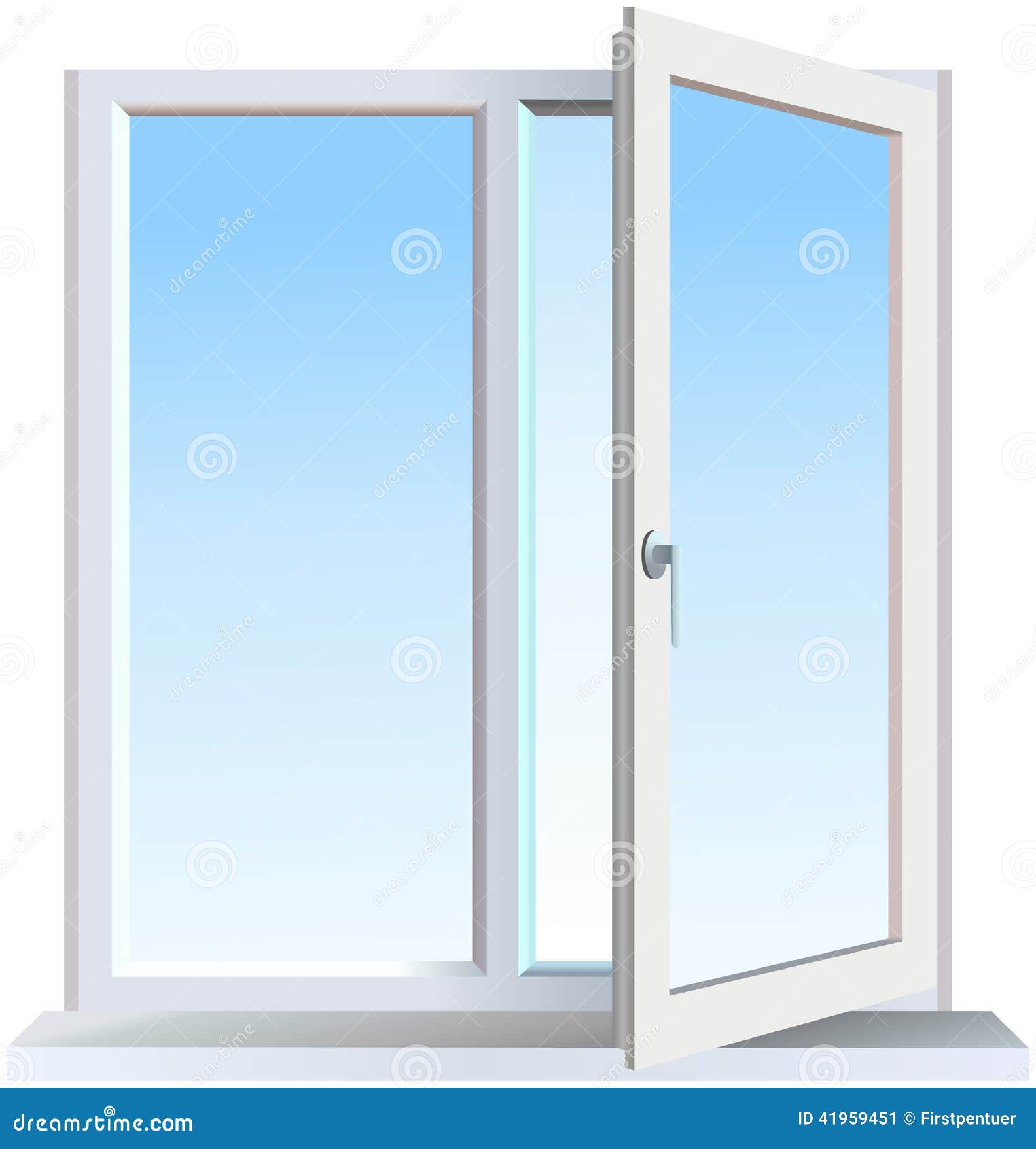 Half Opened Window with Blue Background Stock Illustration ...