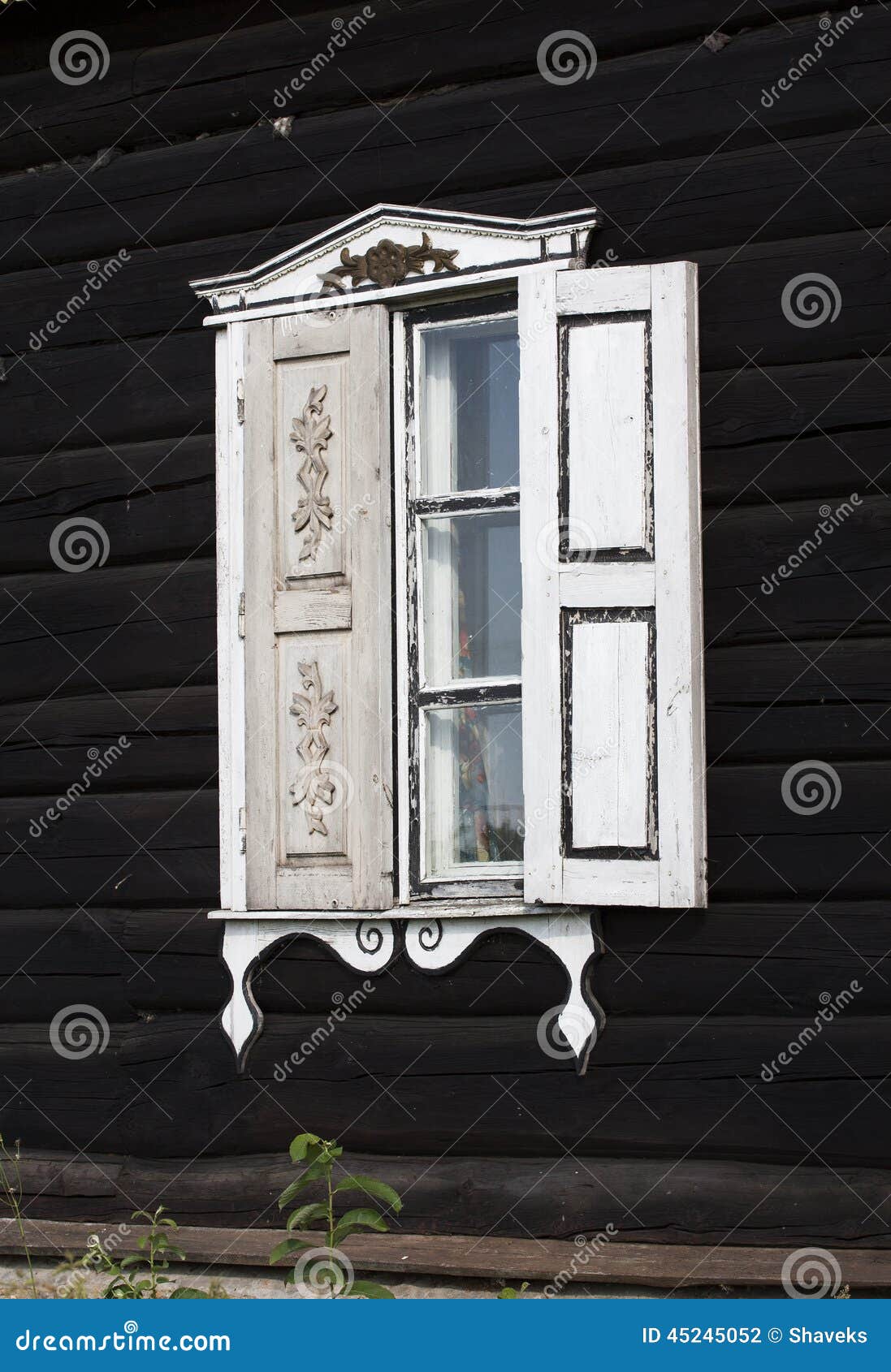 A Half-opened Window with Shutter Stock Photo - Image of built, detail ...