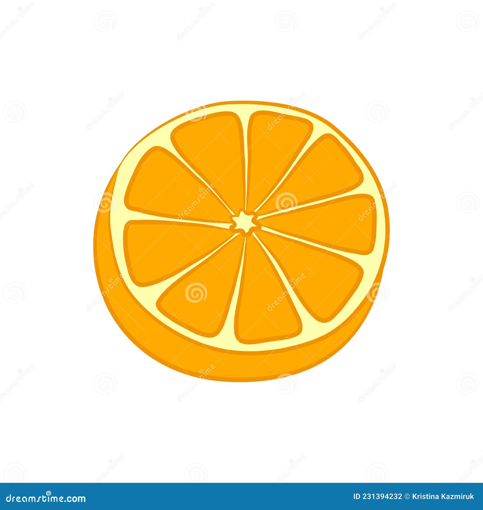 Half an Orange in Cartoon Style. Stock Vector - Illustration of citrus ...
