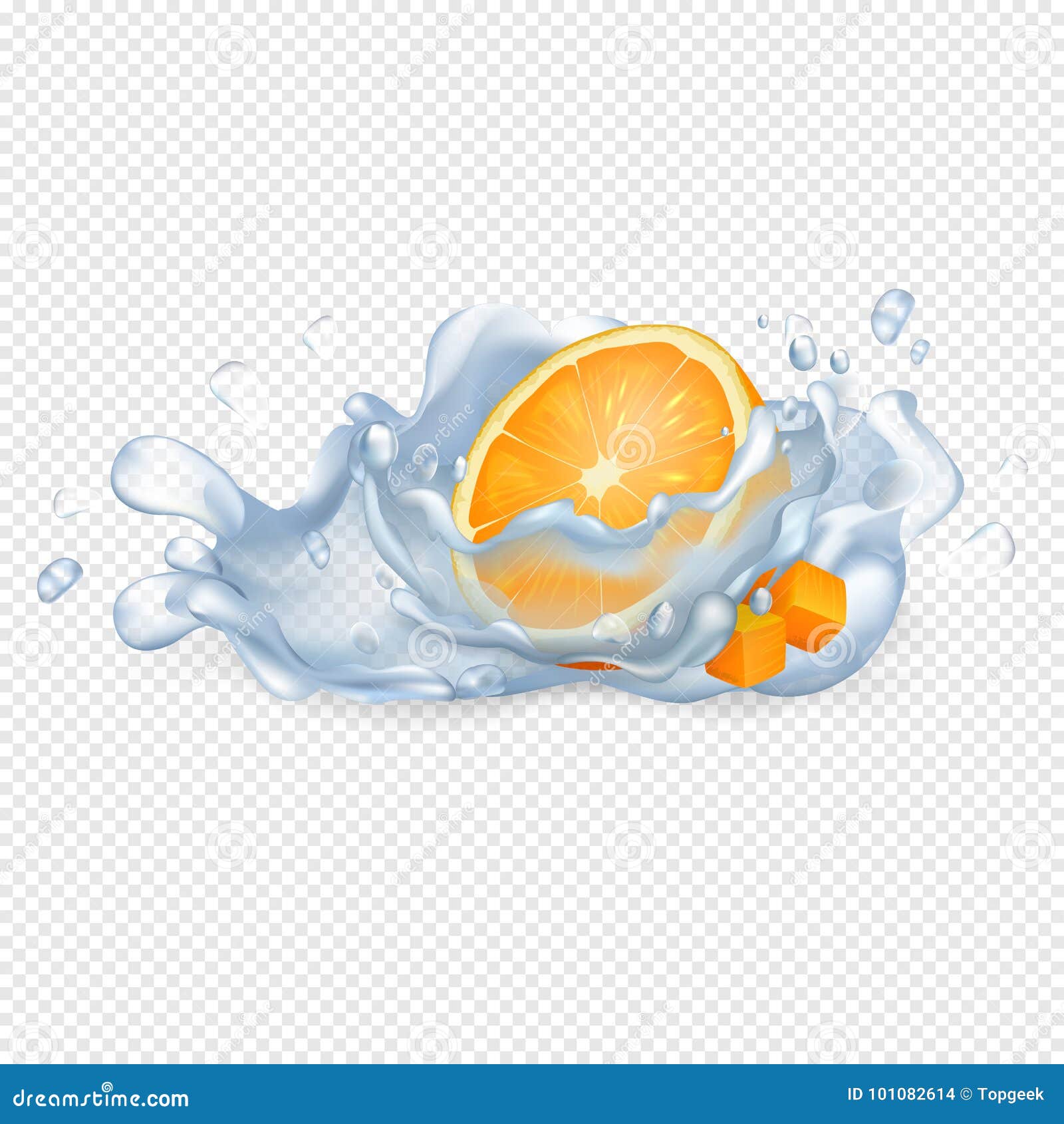 Half Orange Fruit in Clean Water Drops Vector Stock Vector ...