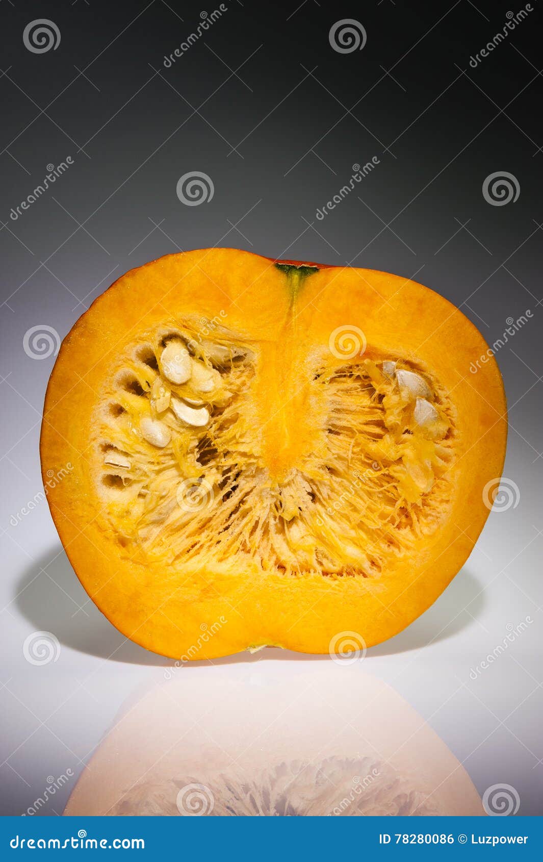 An Half Orange Pumpkin with Front Longitudinal Section. Stock Photo ...