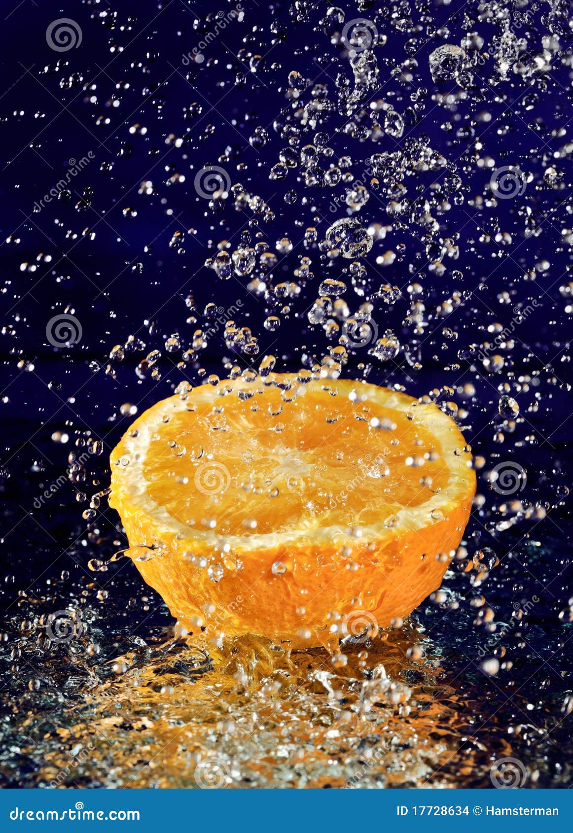 Half of Orange with Stopped Motion Water Drops Stock Photo - Image of ...