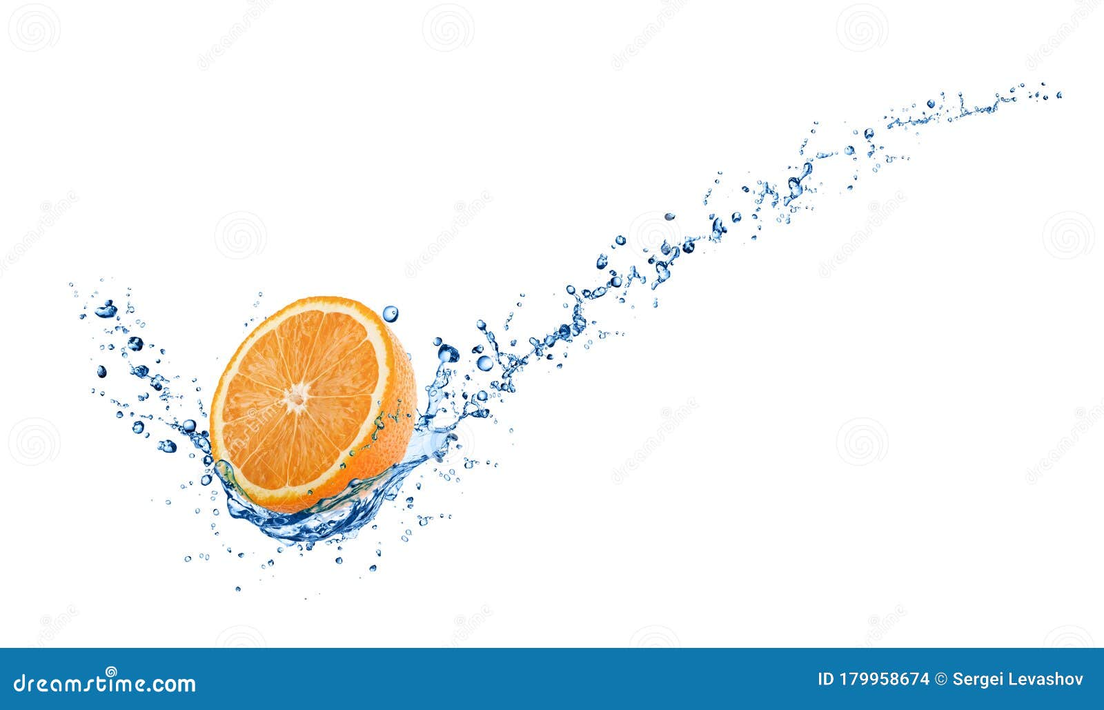 Half of Orange in Water Splash with Full Depth of Field Isolated on ...