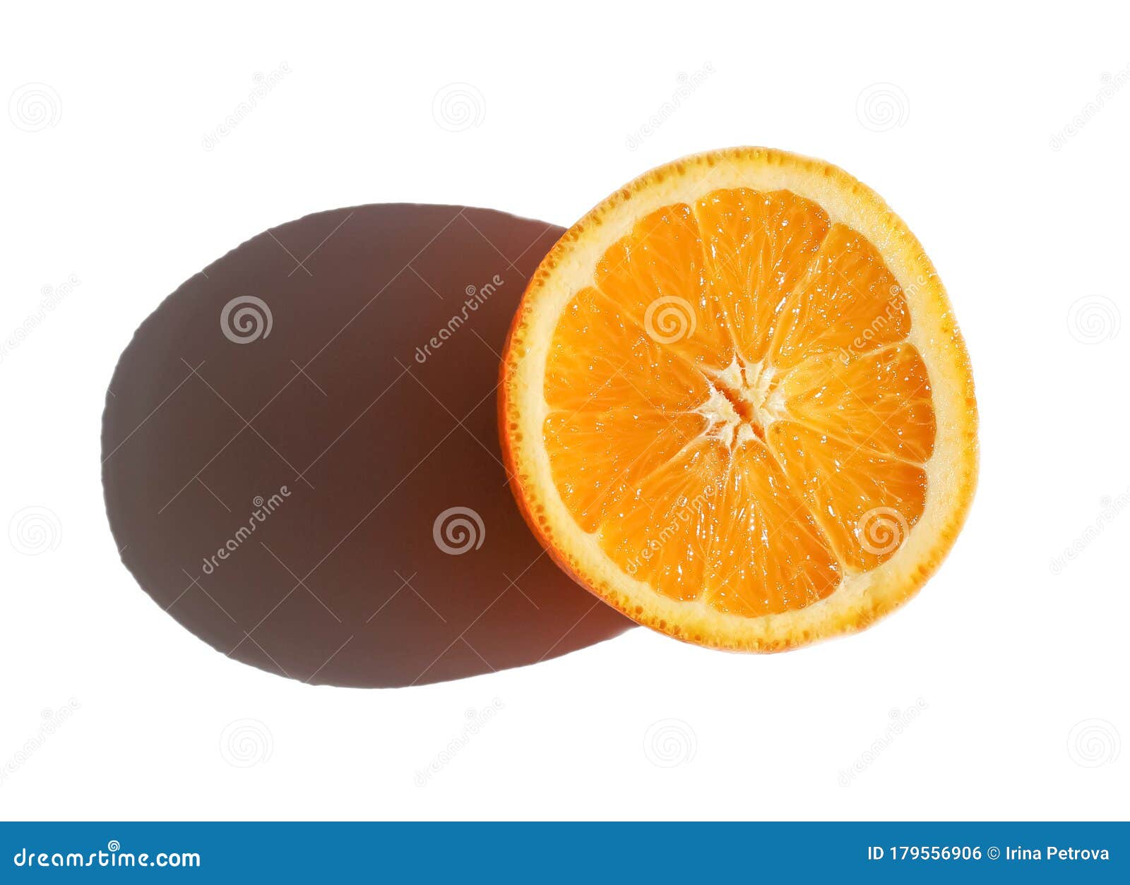 Half an Orange on a White Background with a Shadow from the Sun Stock ...