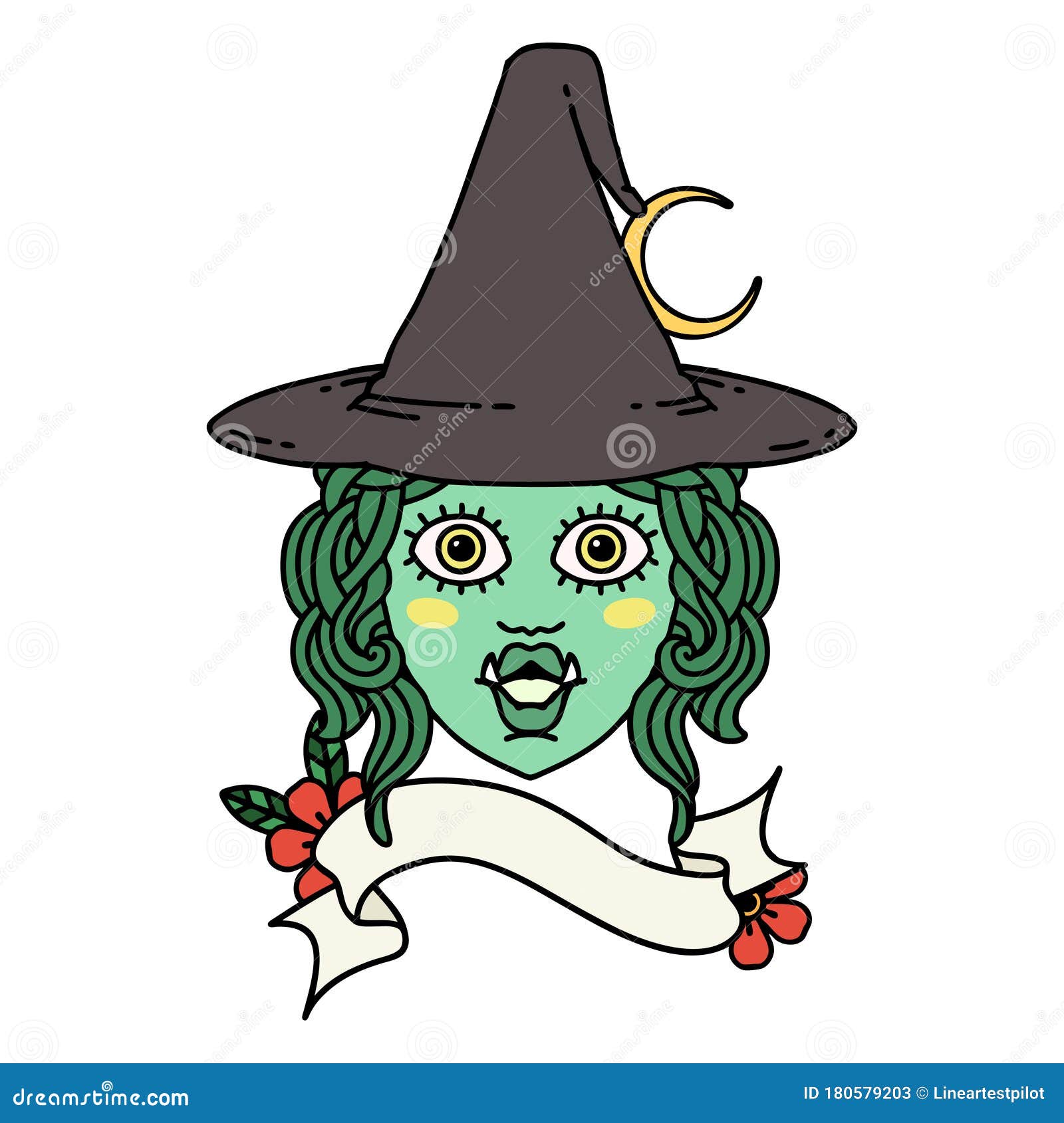 Half Orc Witch Character Face Illustration Stock Vector - Illustration ...