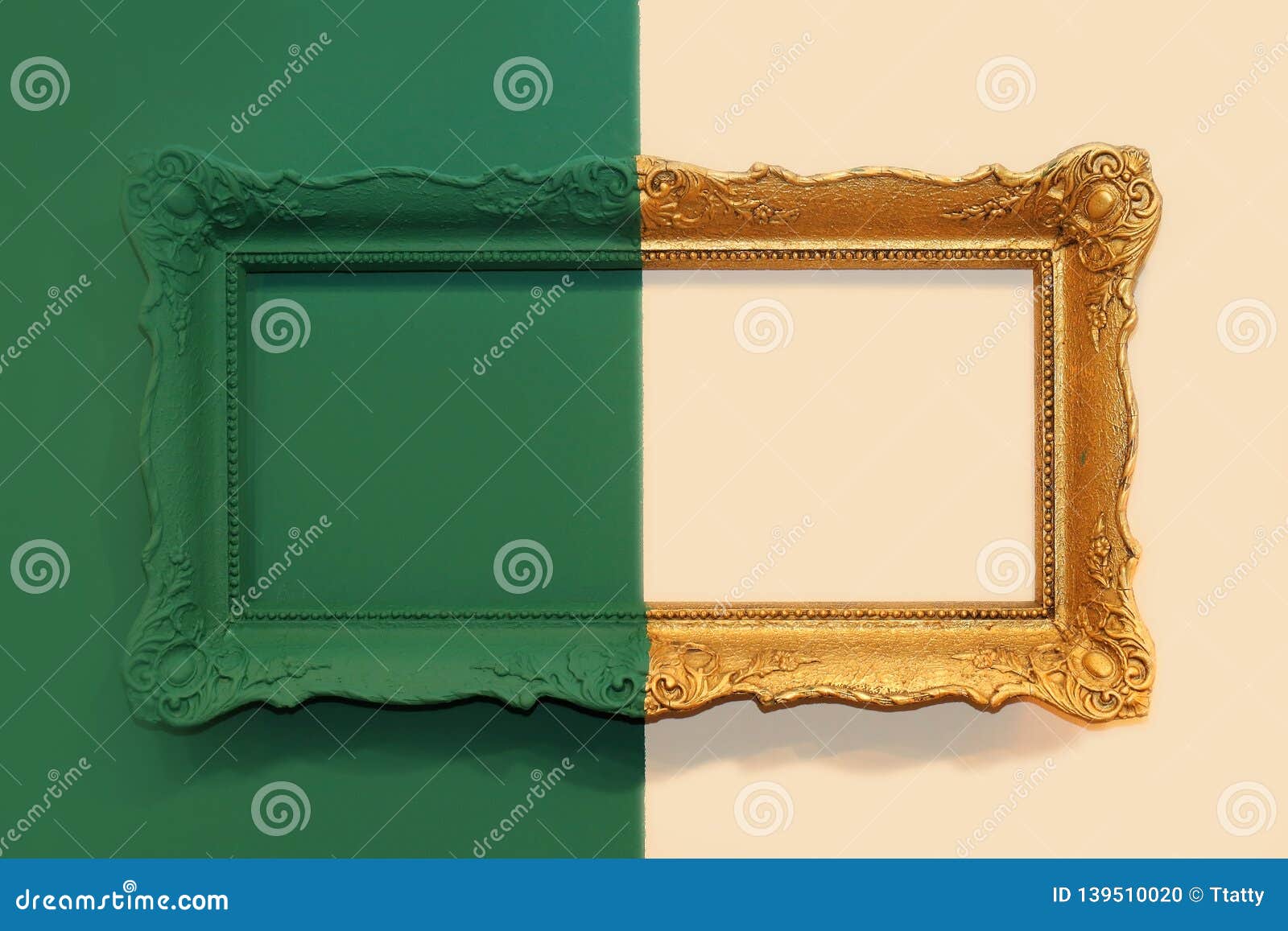 Half Painted Vintage Frame on the Wall Stock Photo - Image of design ...