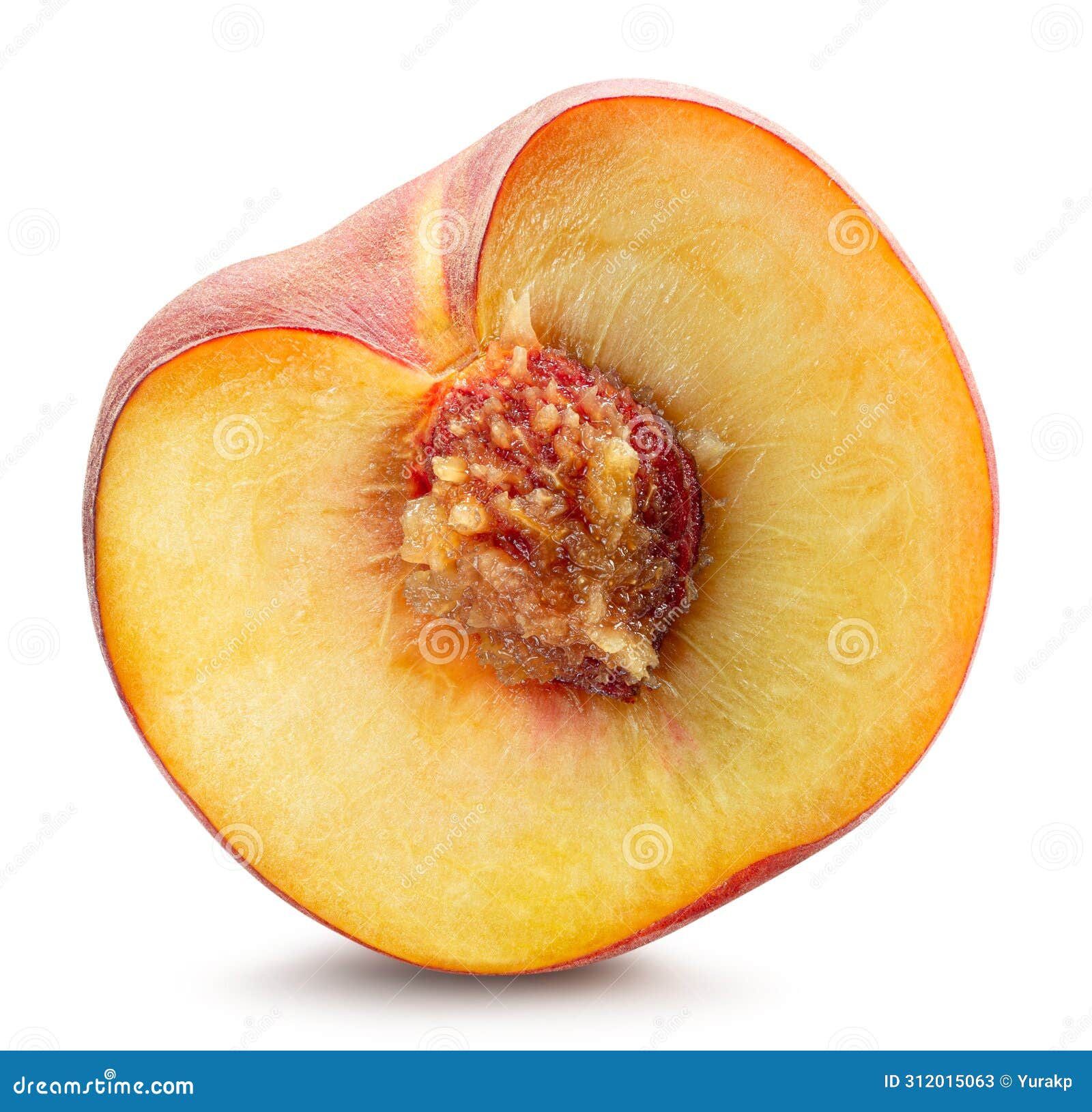 Half of Peach Isolated on White Background. Clipping Path Stock Image ...