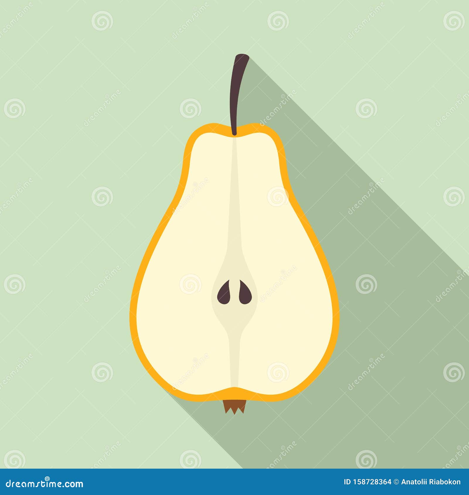 Half Pear Fruit Icon, Flat Style Stock Vector - Illustration of seed ...