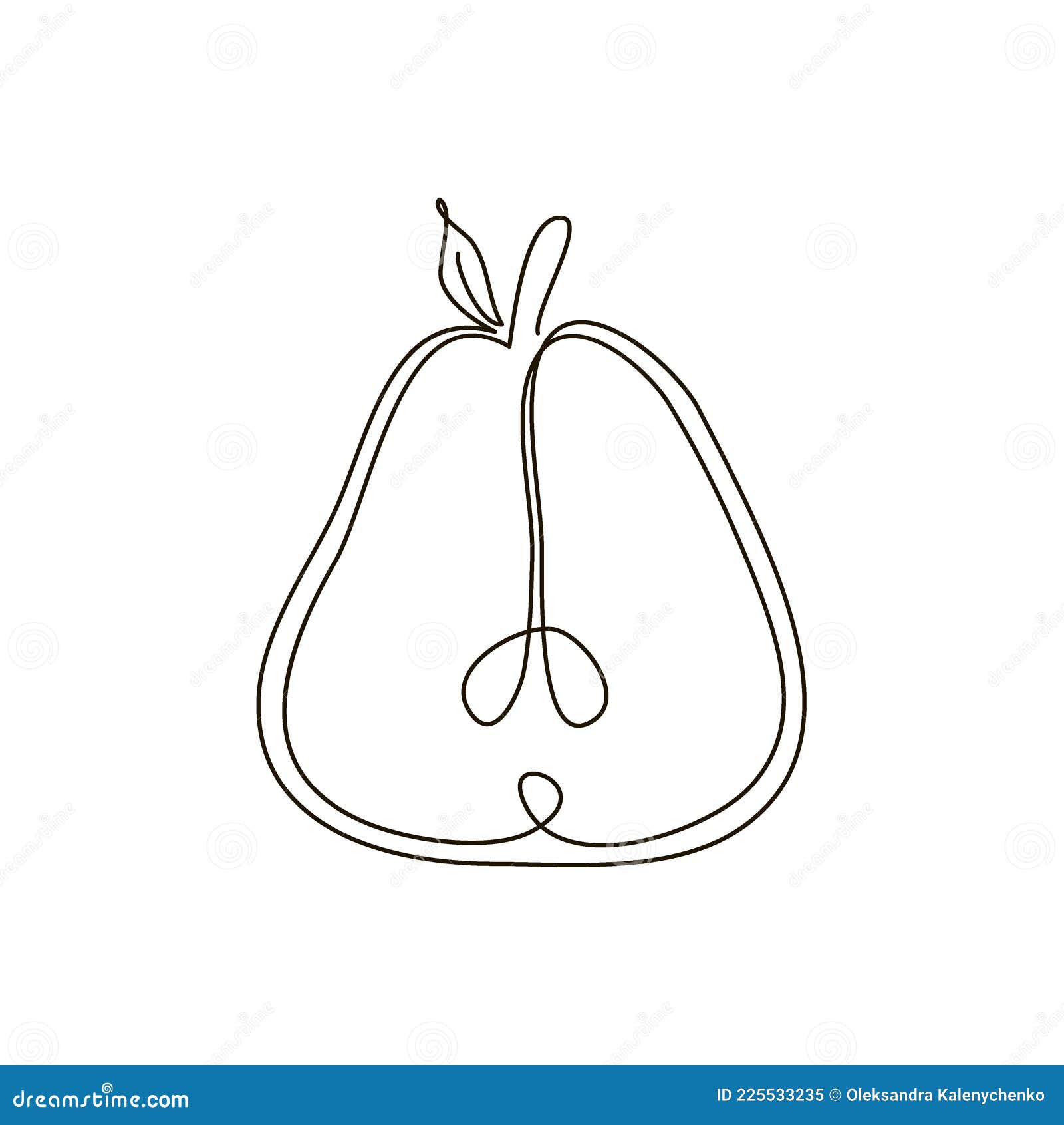 Half a Pear One Line Art. Continuous Line Drawing of Fruit Stock Vector ...