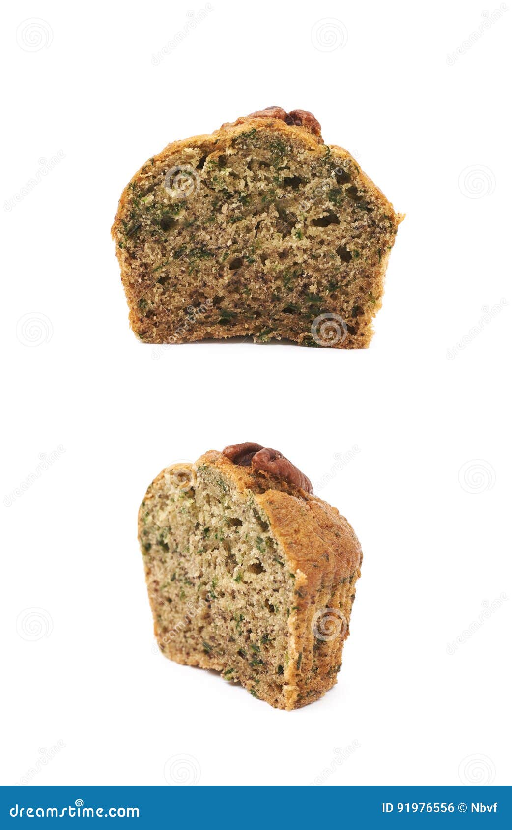 Half of a Pecan Nut Muffin Isolated Stock Photo - Image of food, object ...