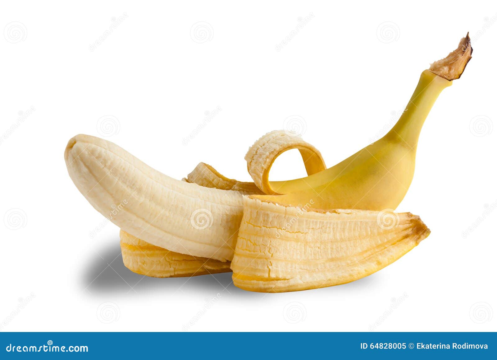 Half-peeled Banana on White Stock Image - Image of vegetarian, ripe ...