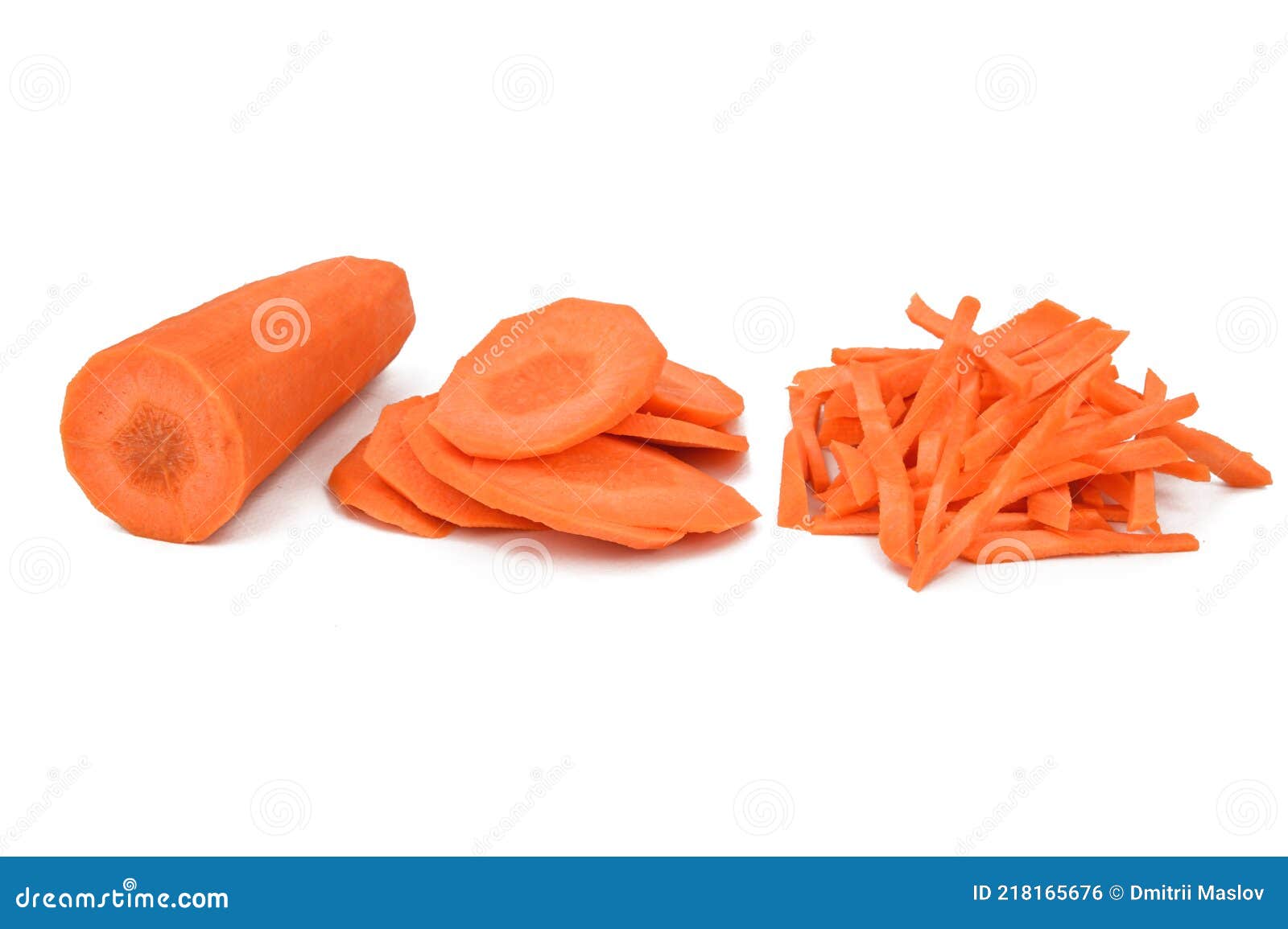 Half Peeled Carrots, Carrots Cut into Slices and Carrots Cut into ...