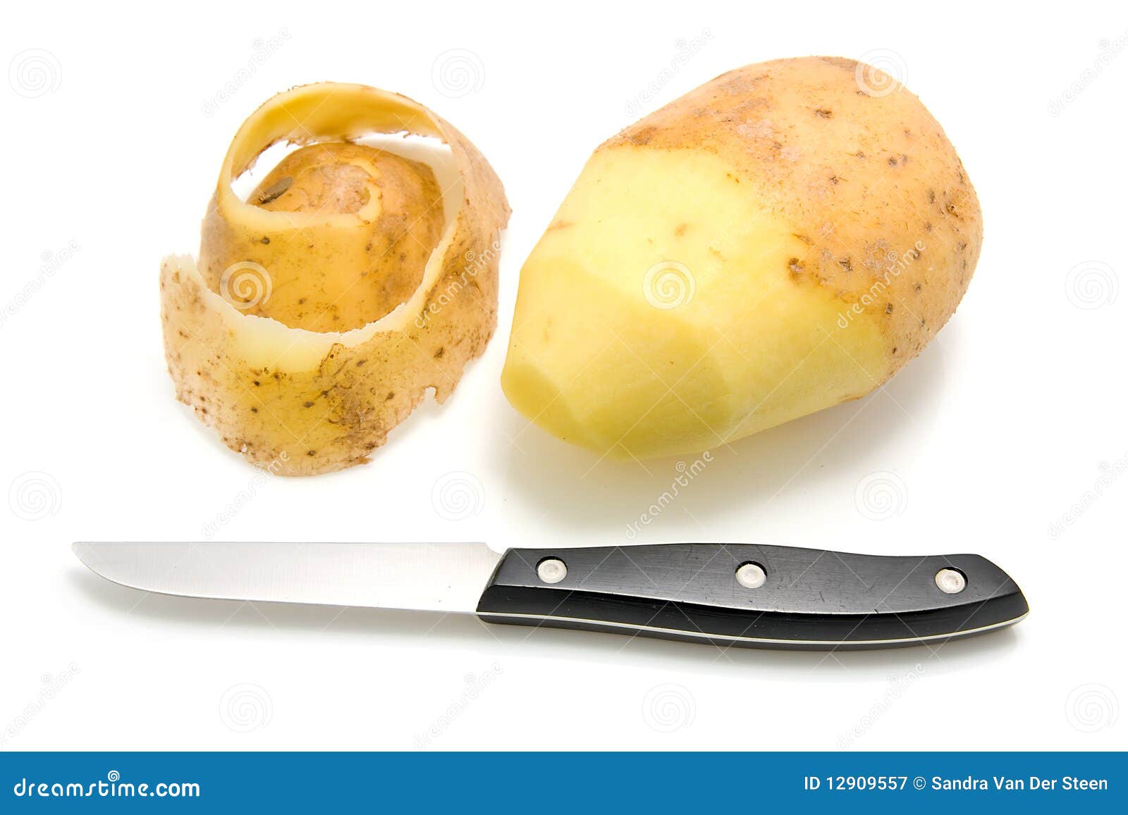 Half Peeled Potato with Knife Stock Image - Image of healthy, white ...