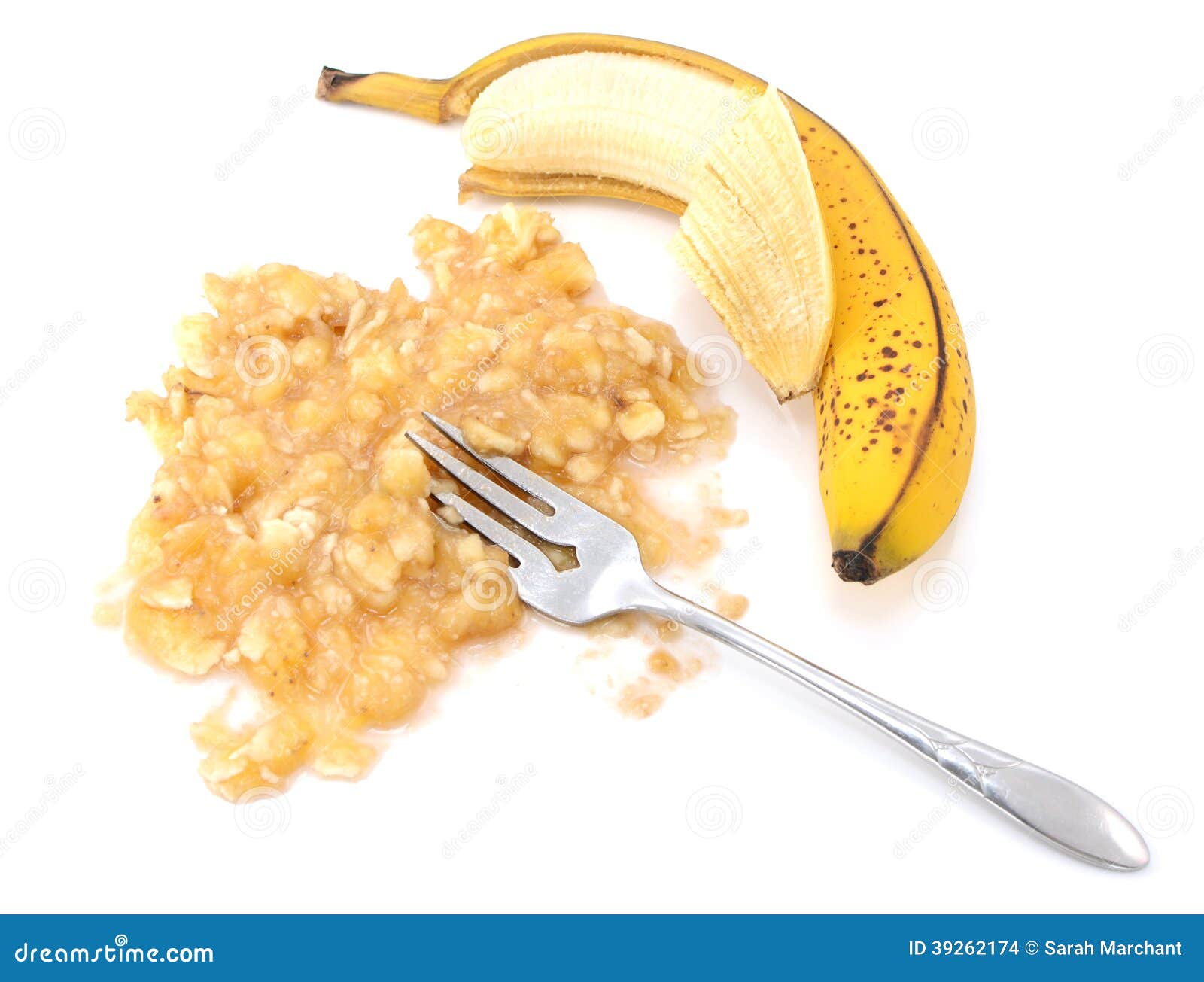 Half-peeled Ripe Banana with Mashed Fruit Stock Photo - Image of ...