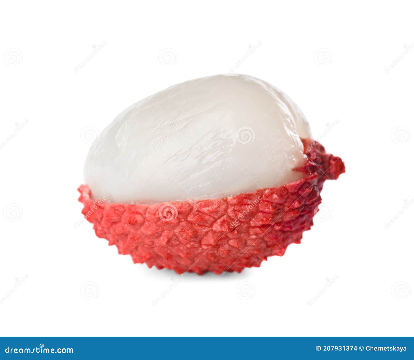 Half Peeled Ripe Lychee Fruit Isolated on White Stock Photo - Image of ...