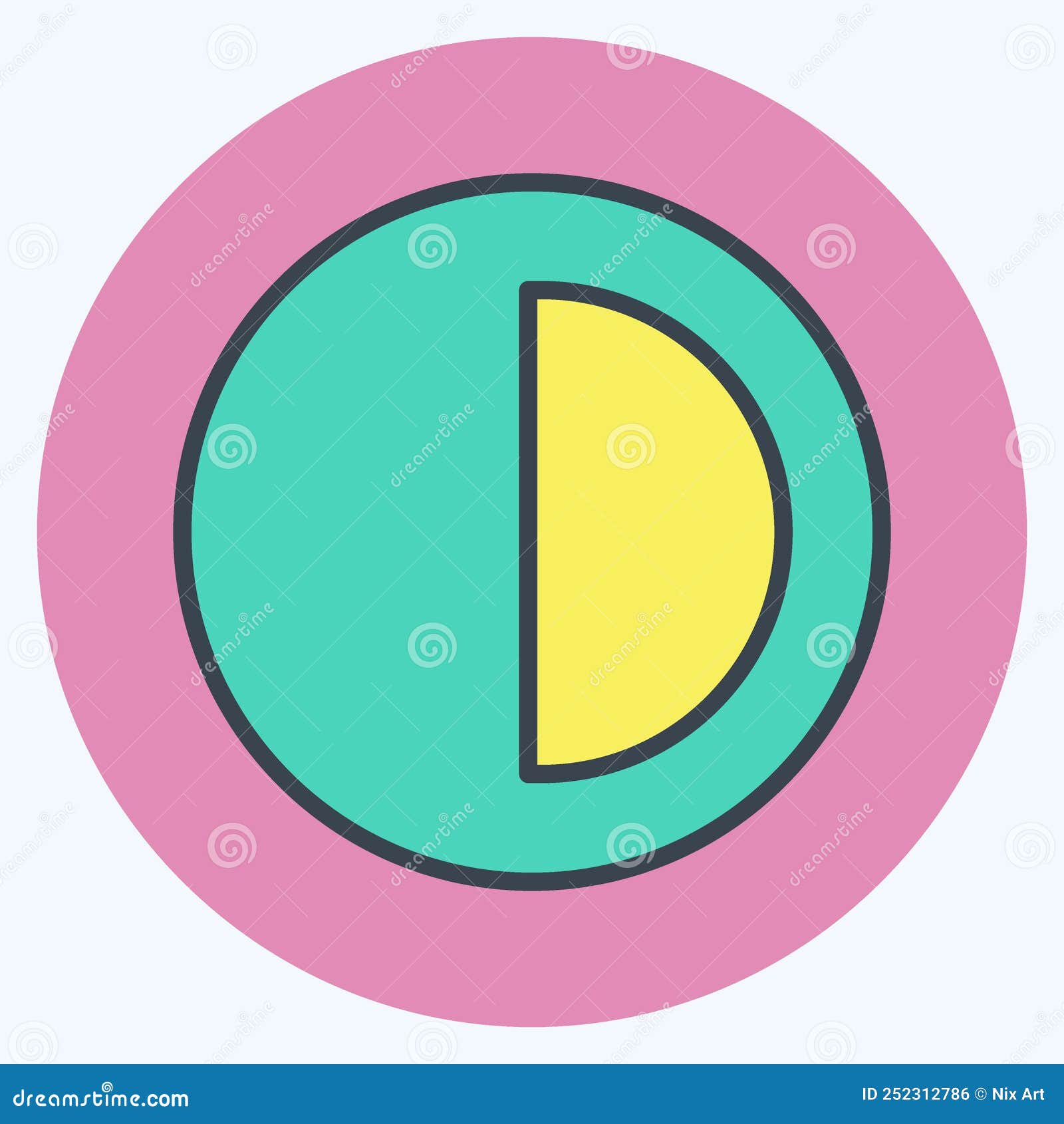 Half Pie Chart Icon in Trendy Color Mate Style Isolated on Soft Blue ...