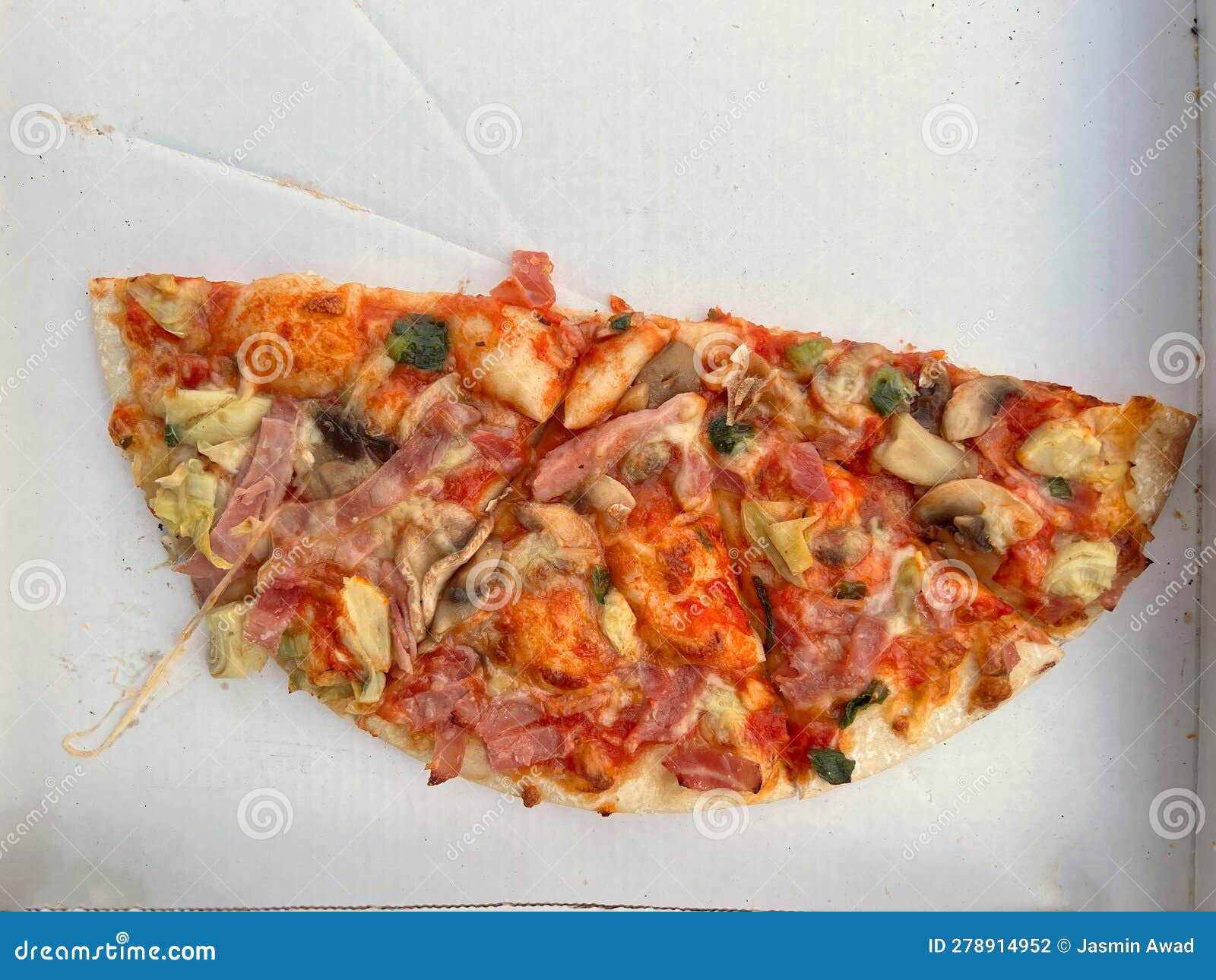 Half a Pizza with Vegetables and Ham in Pizza Box Stock Photo - Image ...