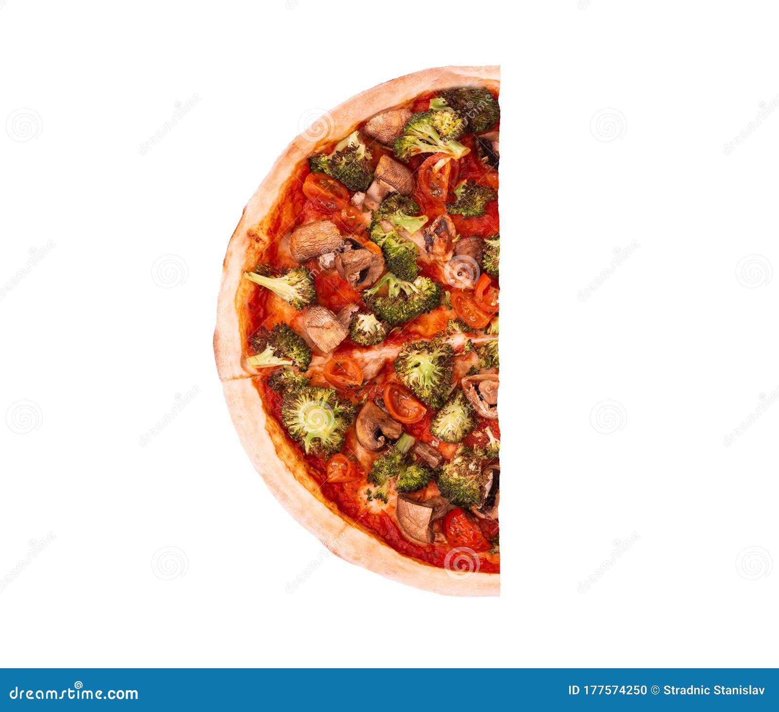 Half of Pizza with Veggie Vegetables, Top View, Isolate Stock Photo ...