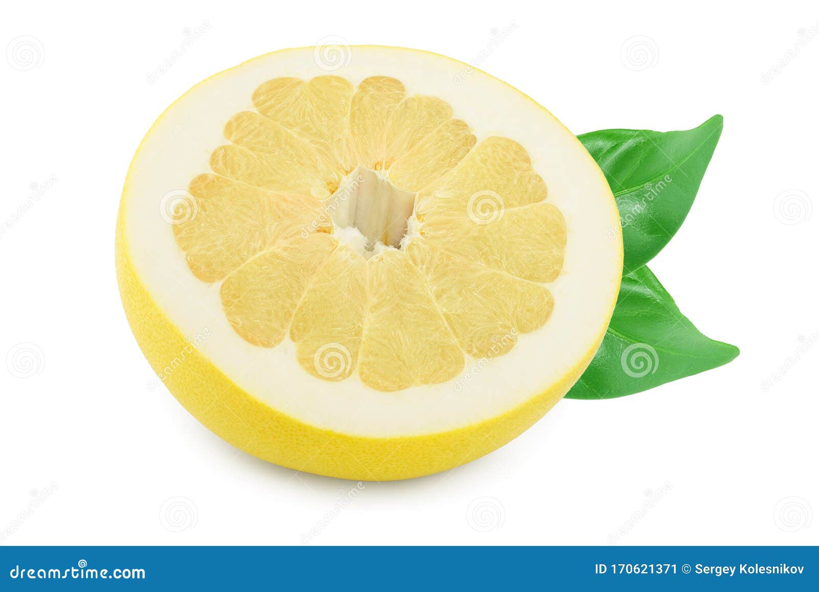 Half of Pomelo with Leaf Isolated on White Background Stock Image ...