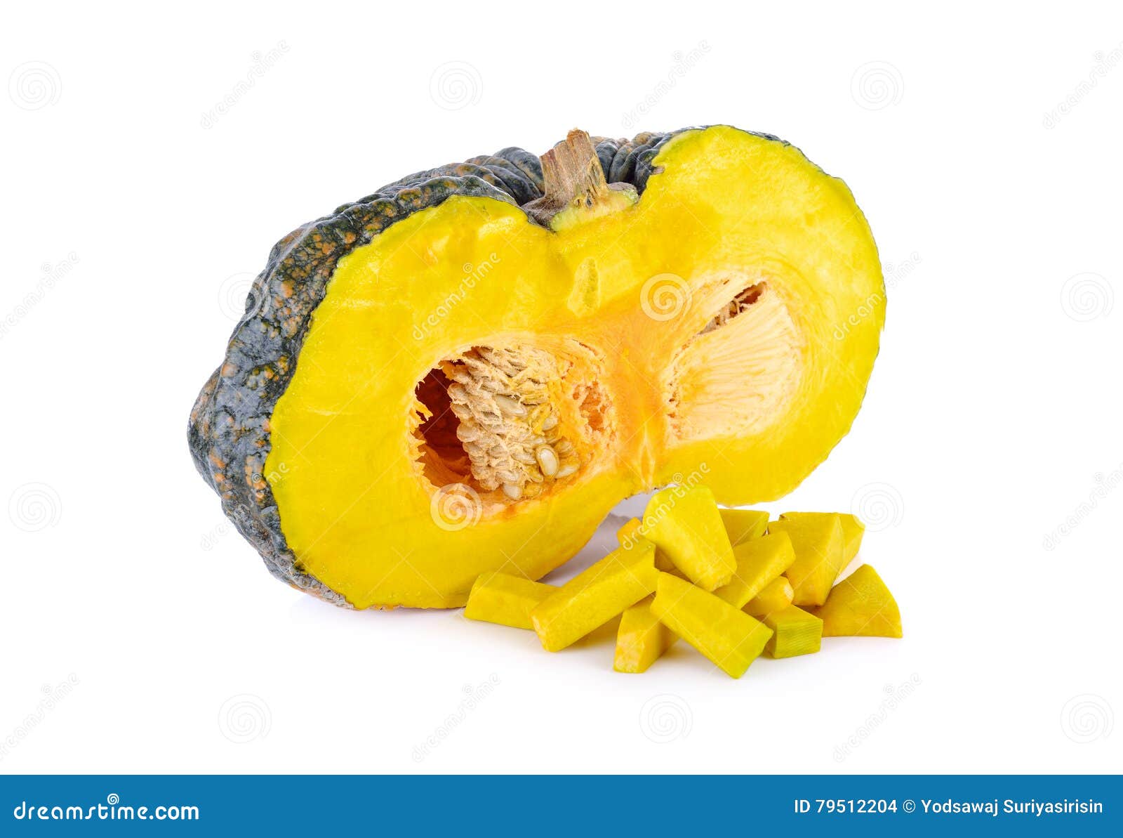 Half and Portion Cut Raw Pumpkin on White Background Stock Photo ...
