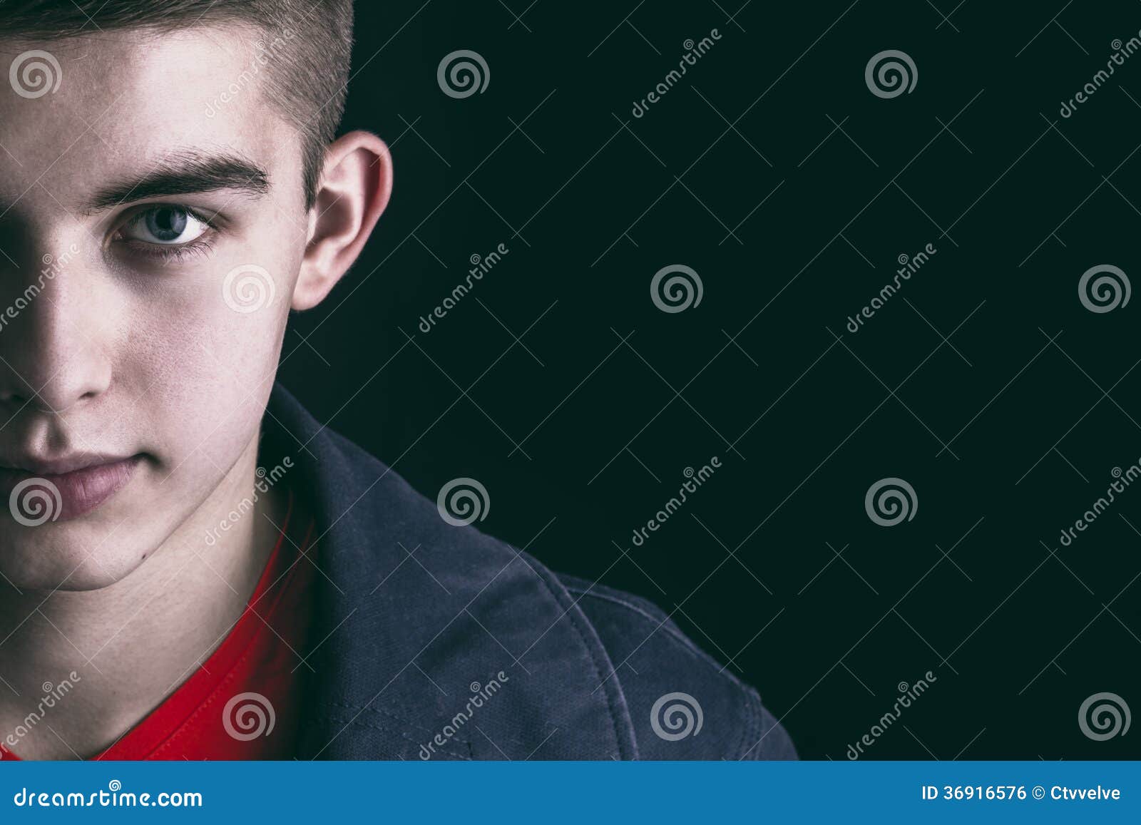 Half Portrait on Black Background Stock Photo - Image of confident ...