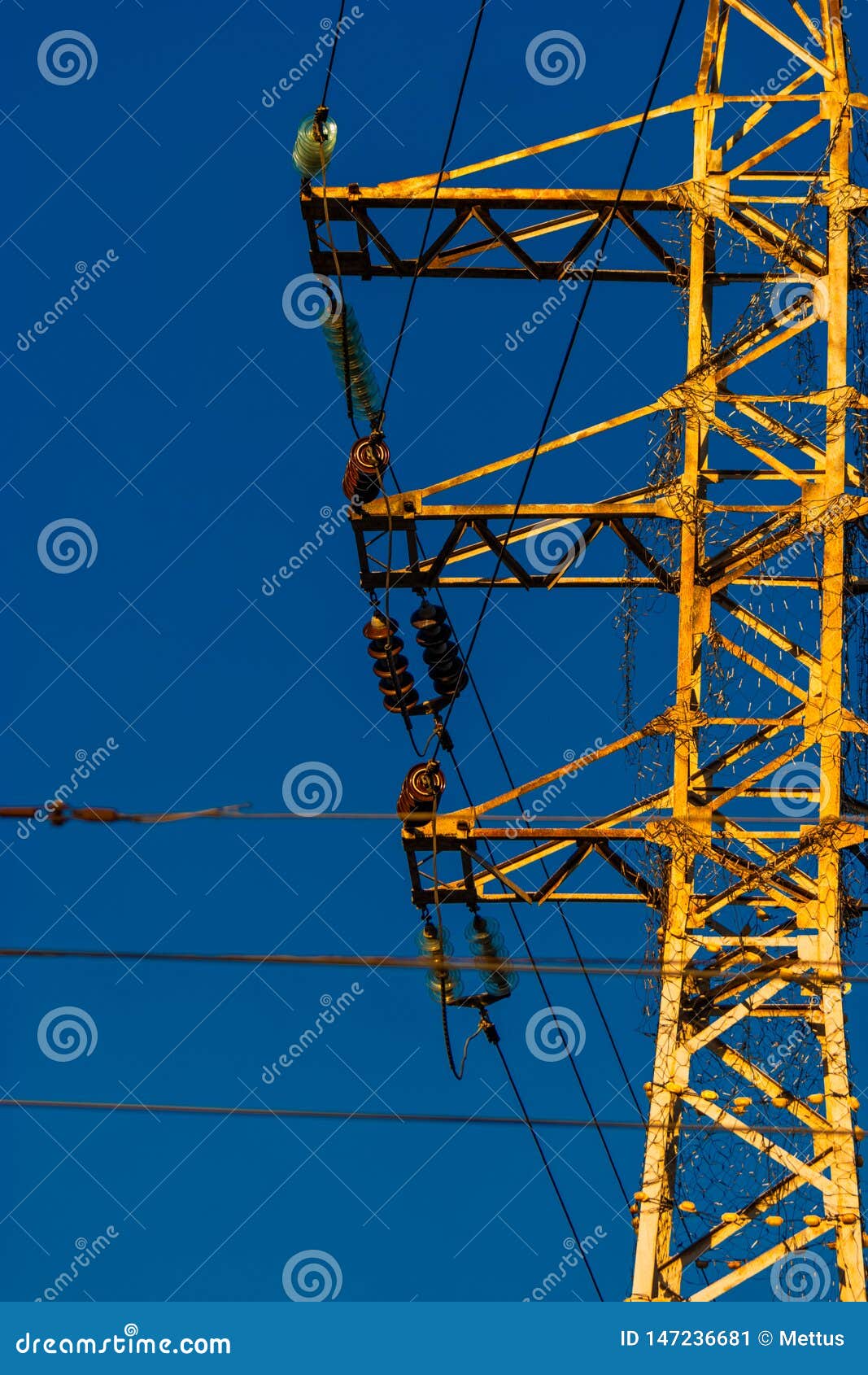 Half of Power-tower with Electric Insulators Mounted with Wires Stock ...