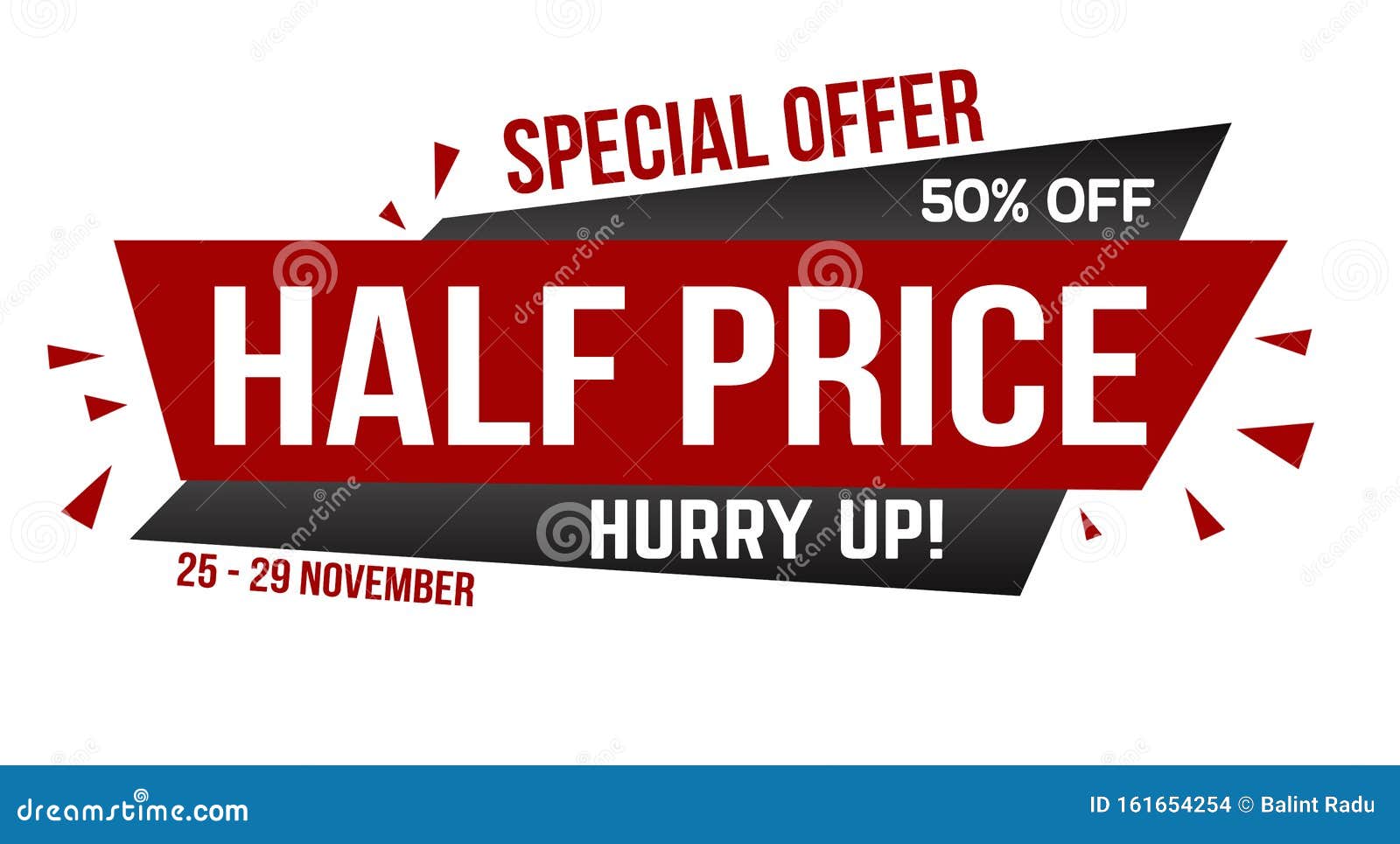 Half price banner design stock vector. Illustration of bargain - 161654254