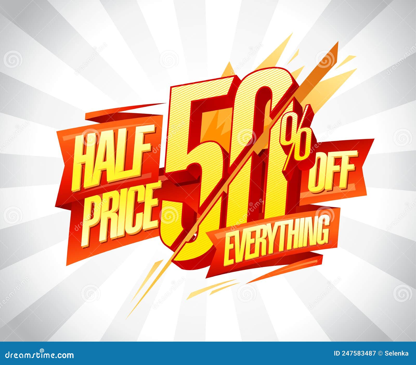Half Price 50 Percents Off Everything, Vector Web Banner Stock Vector ...