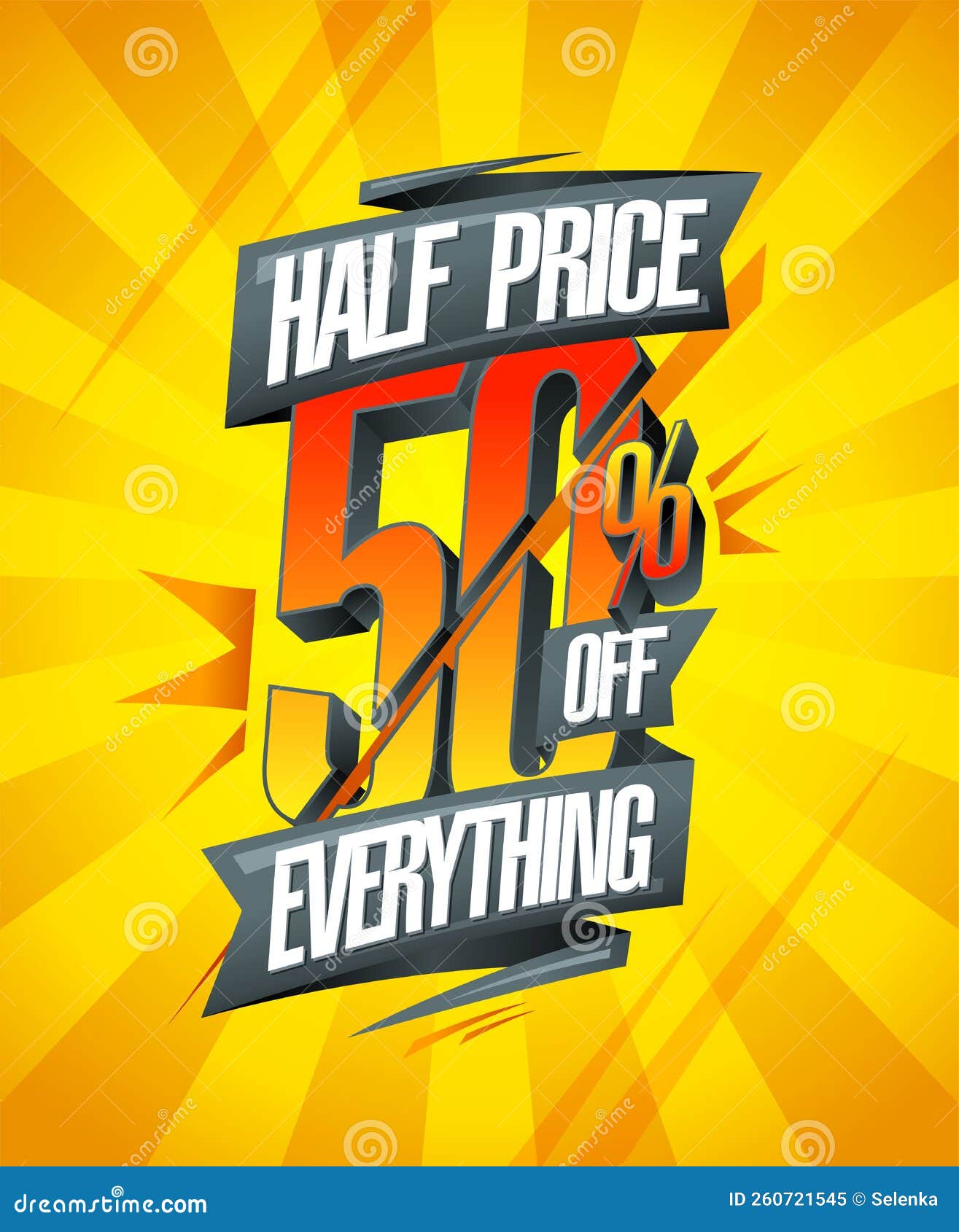 Half Price, 50 Percents Off Everything - Web Banner Template Stock ...