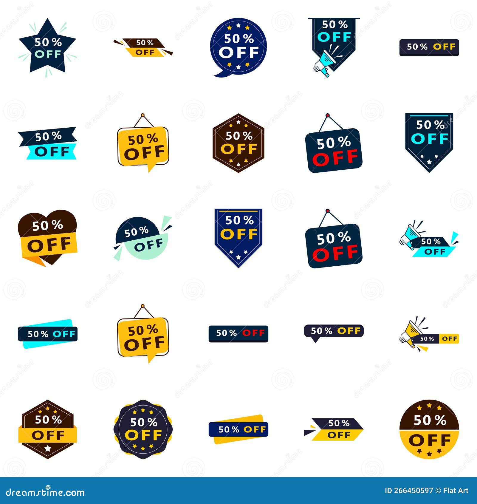 Half-Price Sale 50 Off Vector Pack Stock Vector - Illustration of badge ...