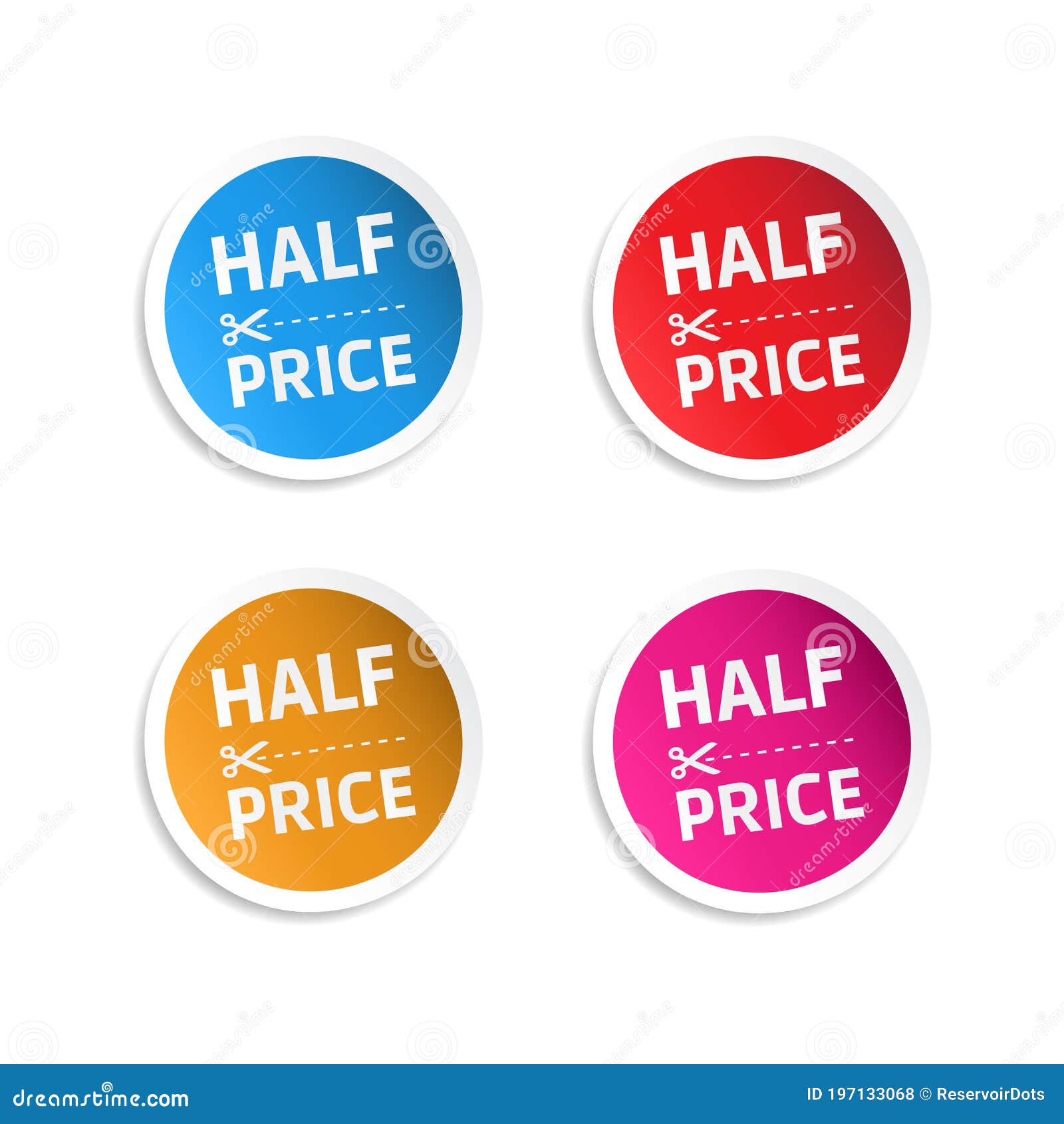 Half Price Stickers stock vector. Illustration of prices - 197133068