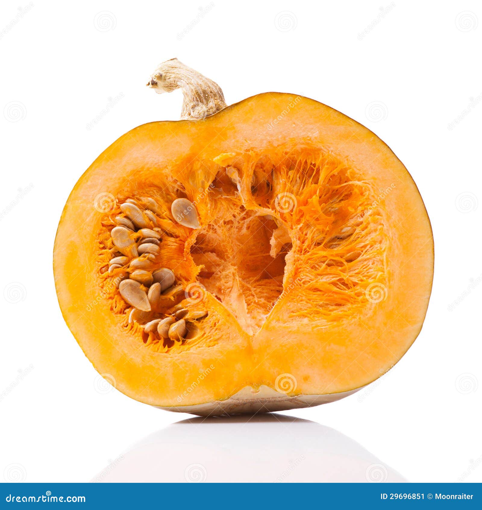Half a Pumpkin on a White Background Stock Image - Image of seeds ...