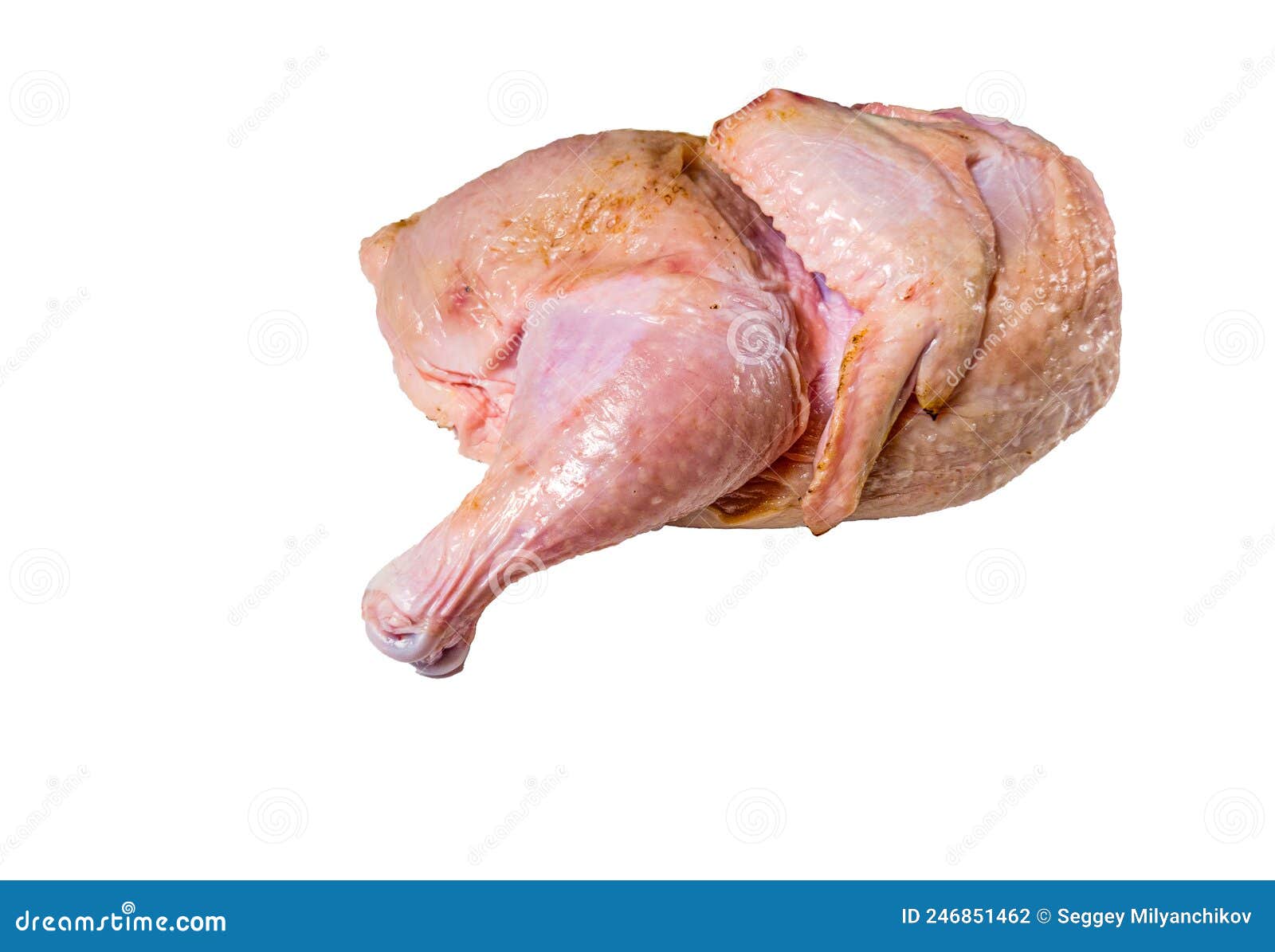 Half Raw Chicken, Excellent Condition, Top View, Isolated on White ...
