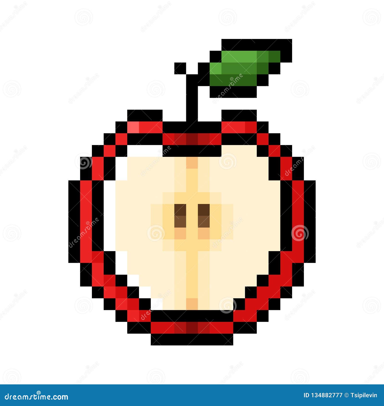 Half red apple pixel art stock illustration. Illustration of pixels ...