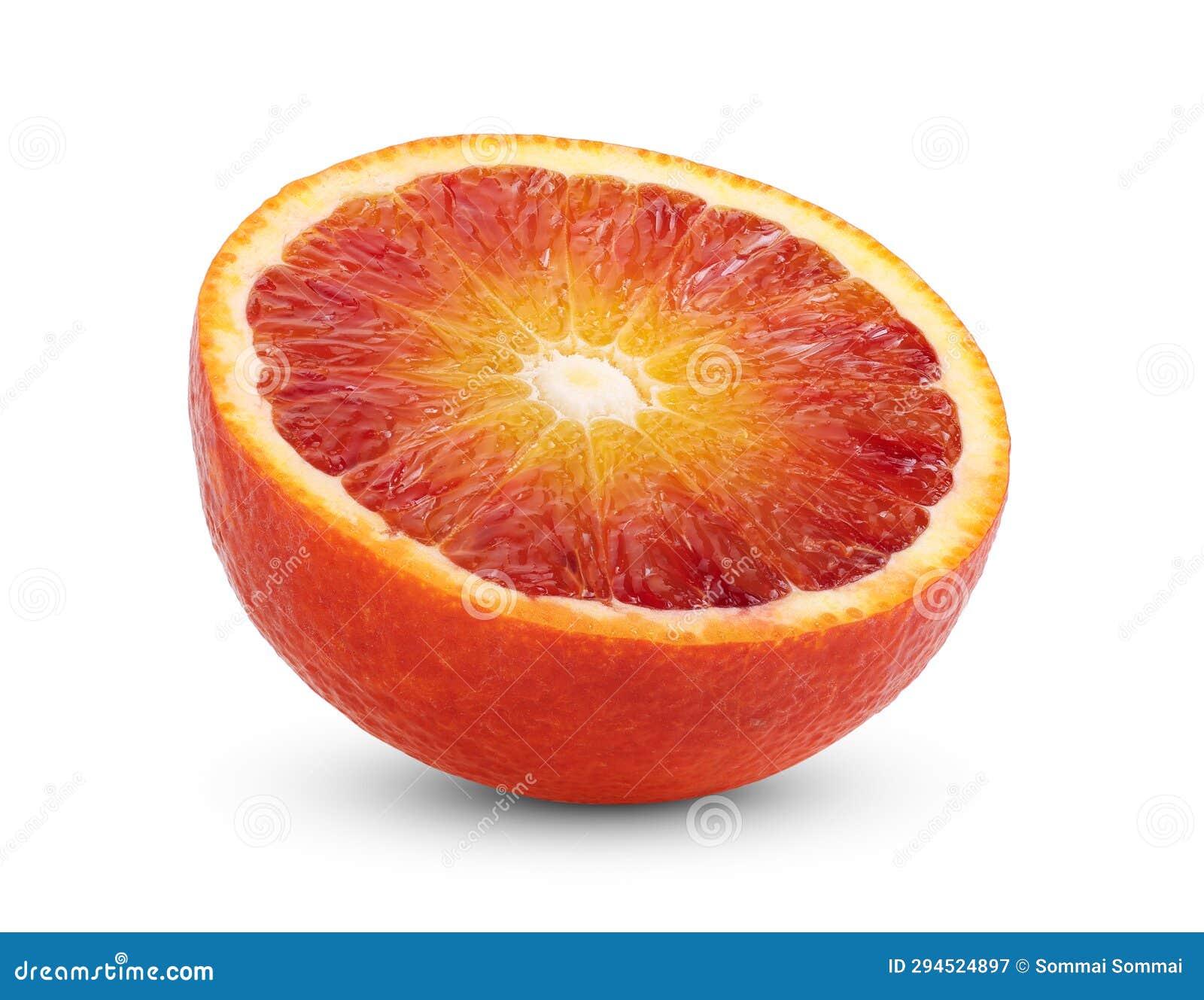 Half Red Blood Orange on White Stock Image - Image of closeup, color ...