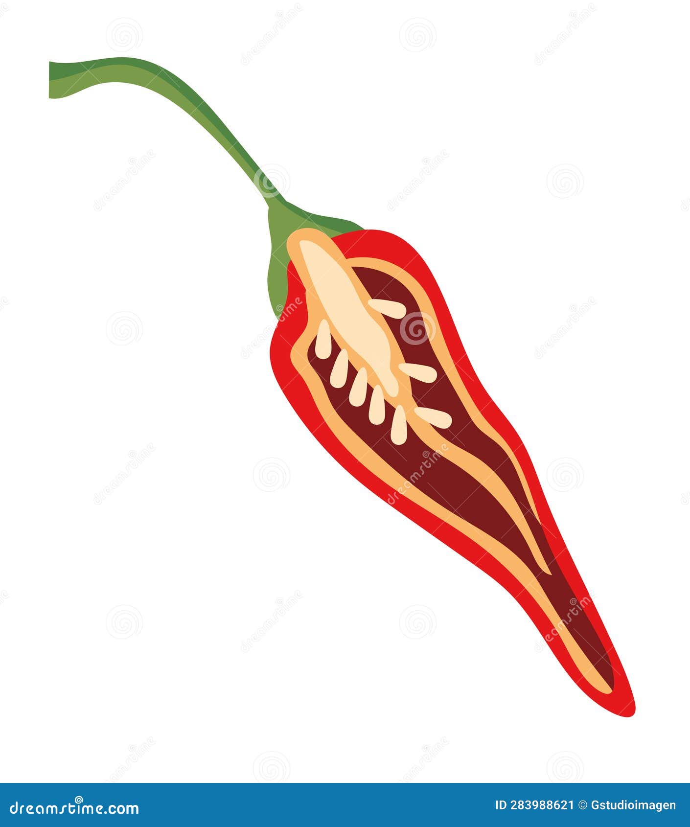 Half red chilli pepper stock vector. Illustration of spice - 283988621