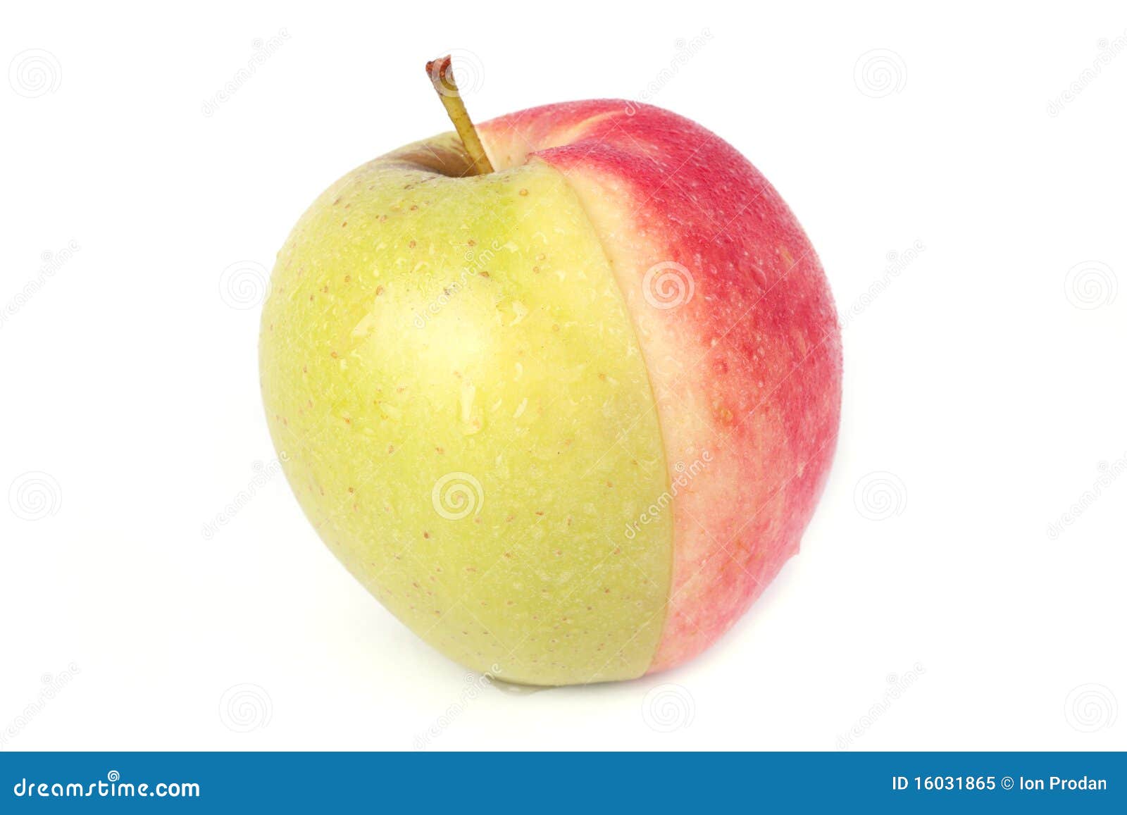 Half Red And Half Green Apple With Water Drops Stock Image - Image of ...