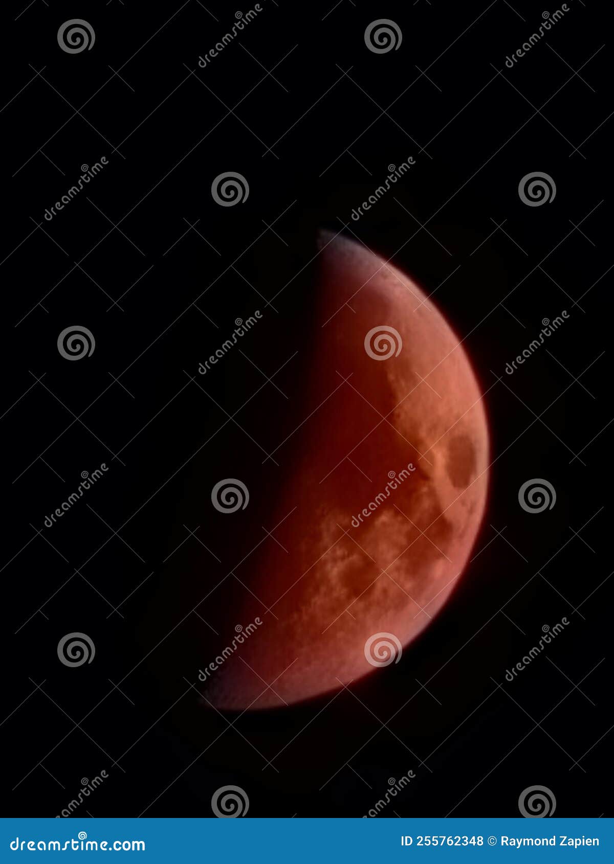 Half Red Moon Close Up Night Sky Stock Photo - Image of circle ...