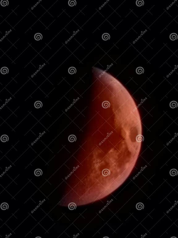 Half Red Moon Close Up Night Sky Stock Photo - Image of circle ...