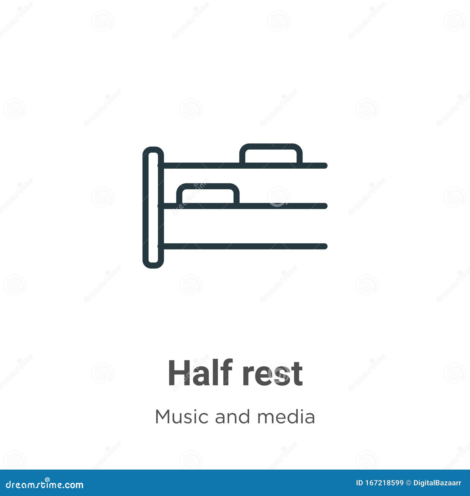Half Rest Outline Vector Icon. Thin Line Black Half Rest Icon, Flat ...