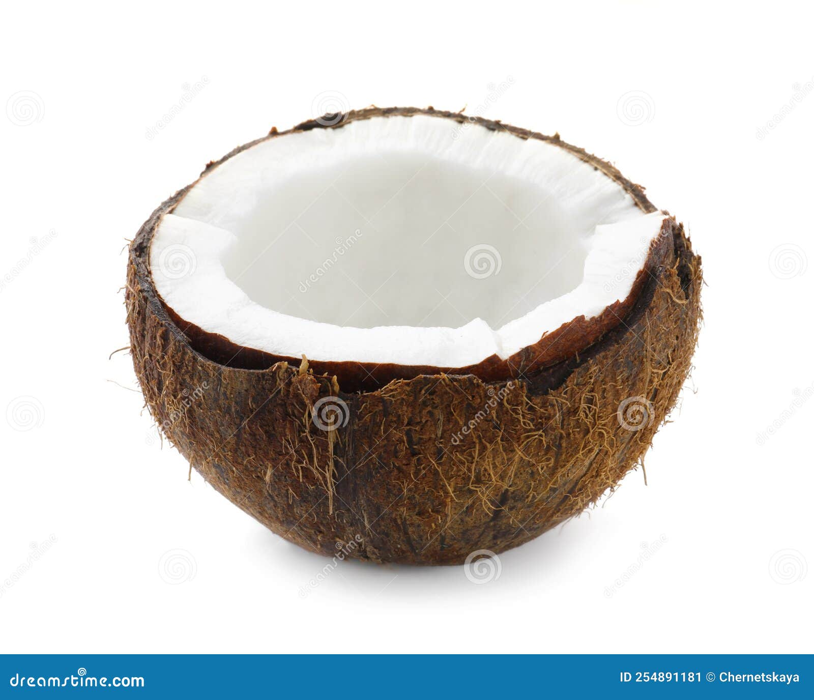 Half of Ripe Coconut Isolated on White Stock Image - Image of fresh ...